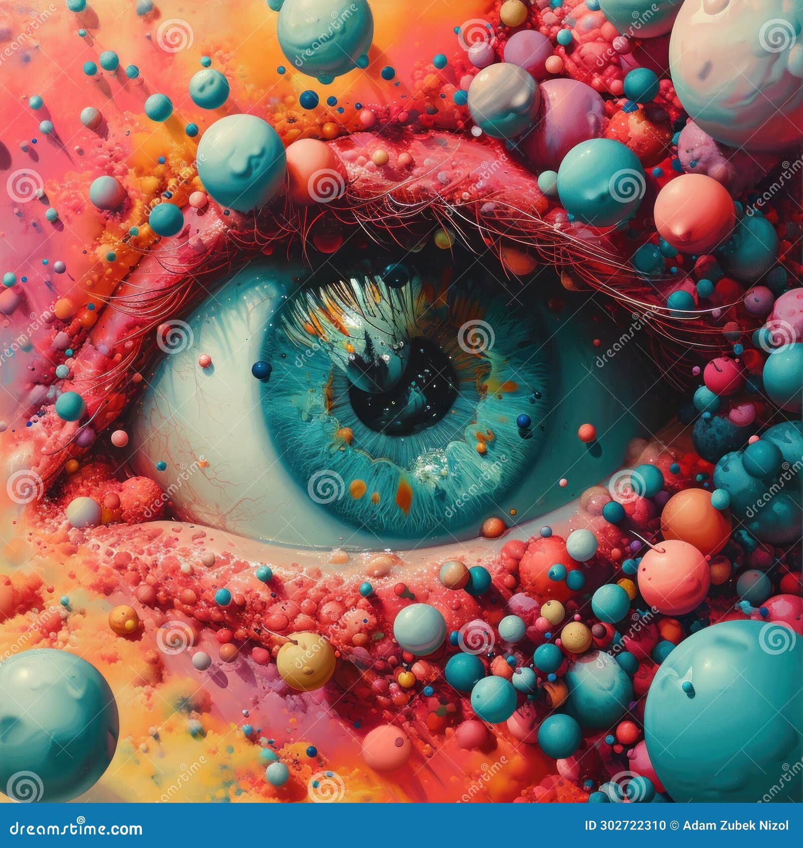 Colorful Eyeball On Black Eyelid Icon. Abstract Background. Design Art ...