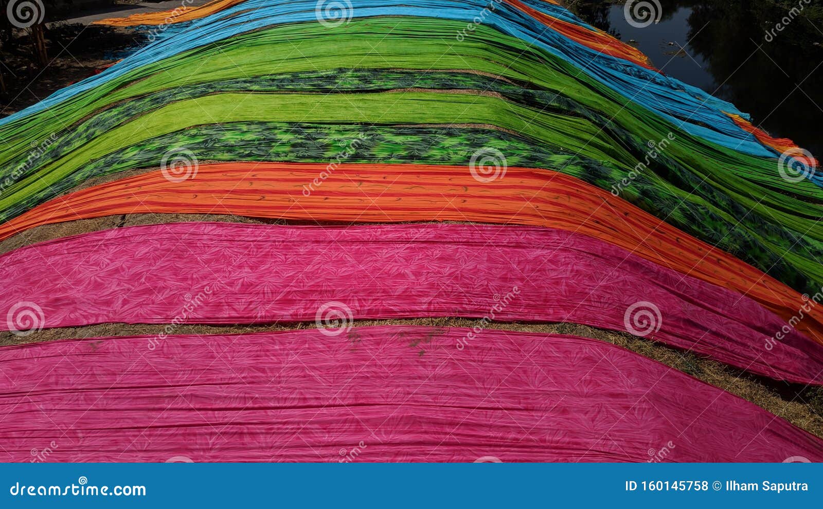 Colorful Fabric Drying after Traditional Dye Process Stock Photo ...