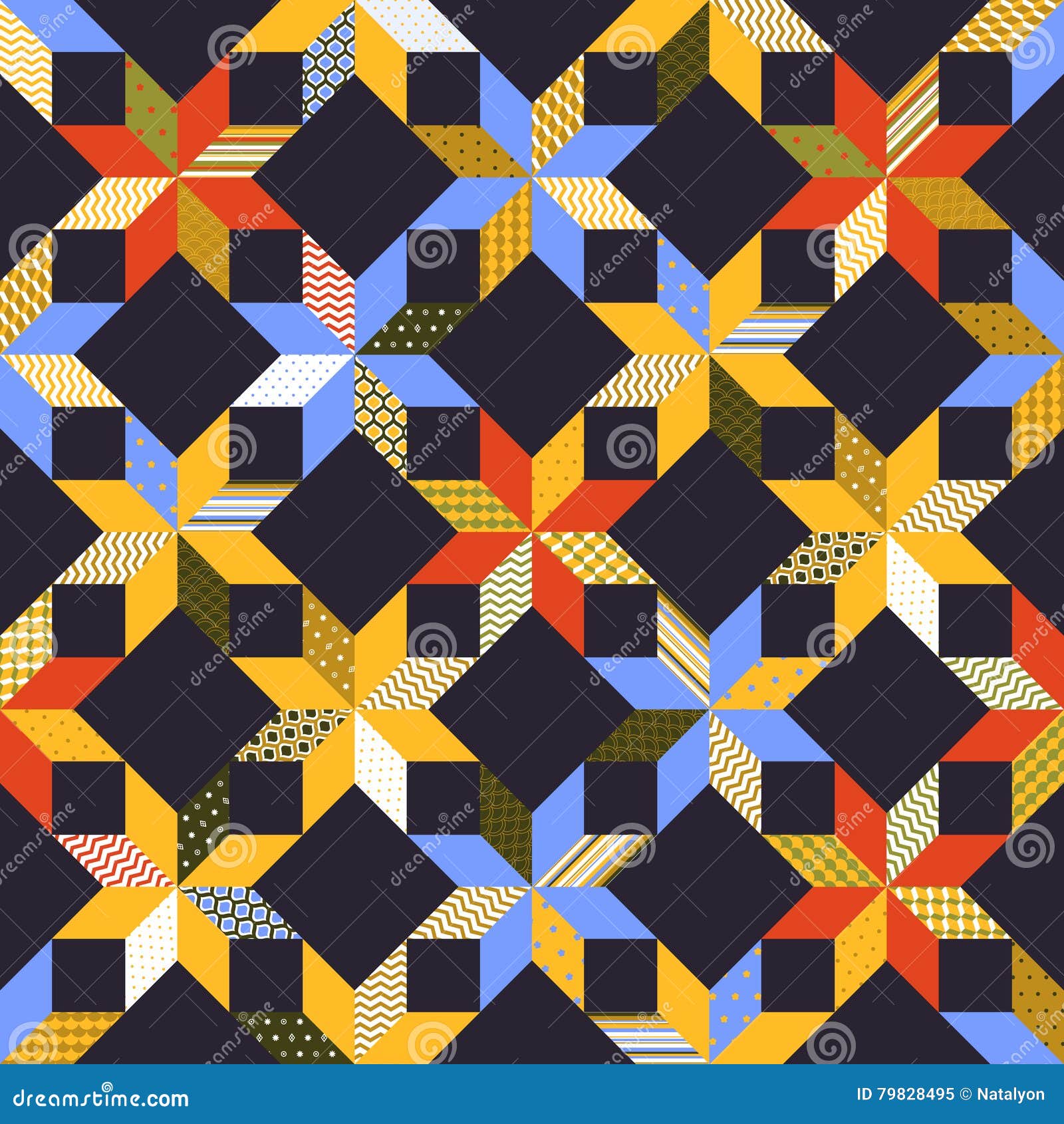 Colorful Fabric Quilt Seamless Pattern, Vector Stock Vector ...