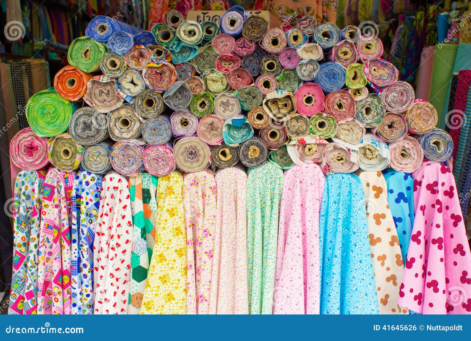 Colorful fabric rolls stock photo. Image of colored, industry - 41645626