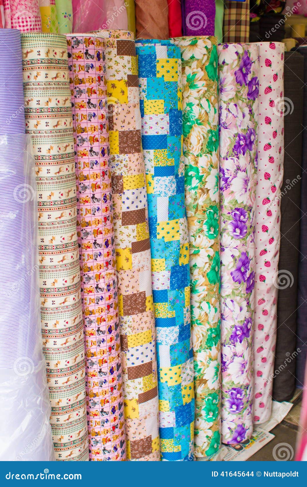 Colorful fabric rolls stock photo. Image of colorful - 41645644