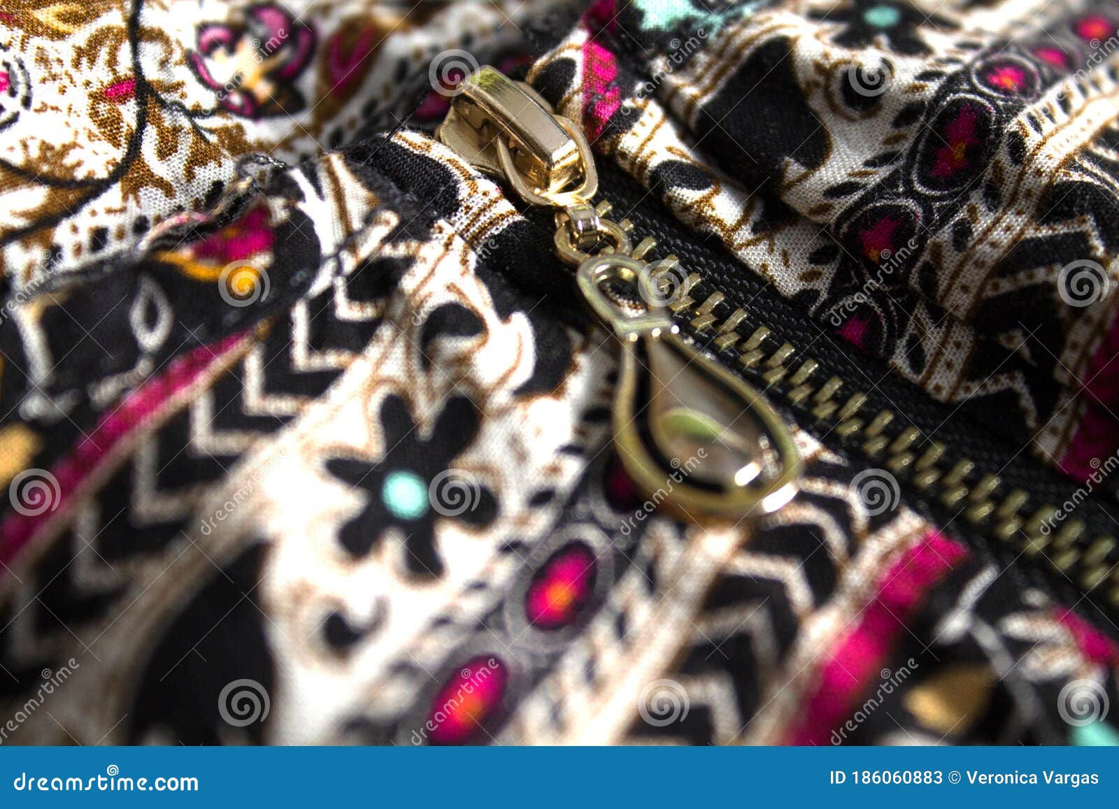 Colorful Fabric Texture with Golden Zipper Stock Image - Image of ...