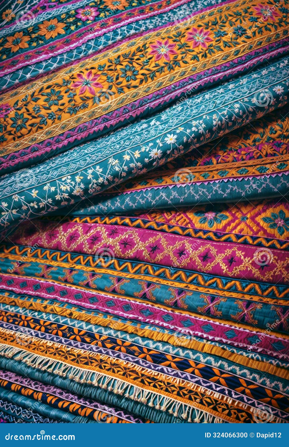 Colorful Fabric with Colorful Tradtional Hispanic Designs Stock ...