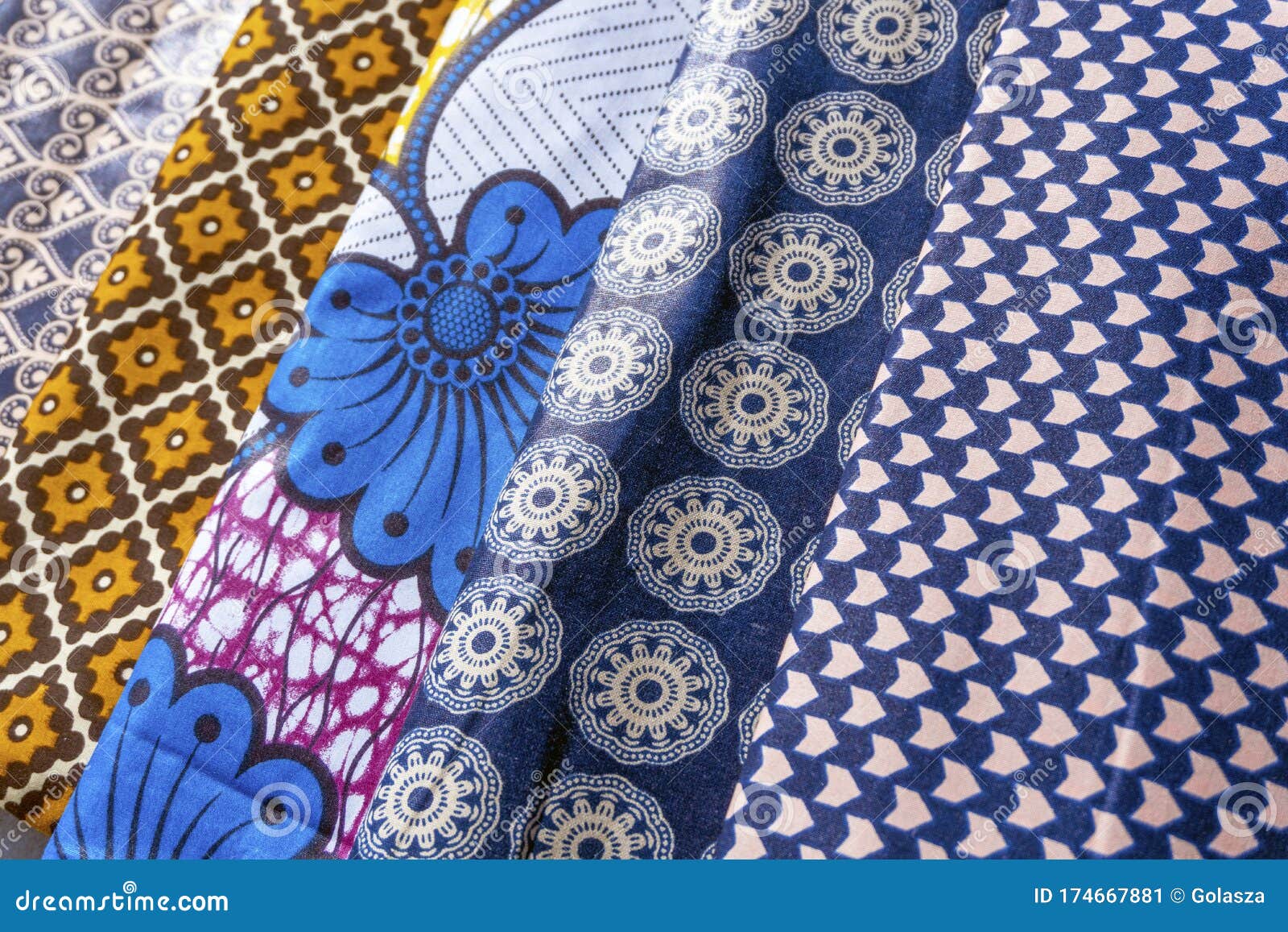 Colorful Fabrics with African Patterns in Mozambique Stock Image ...