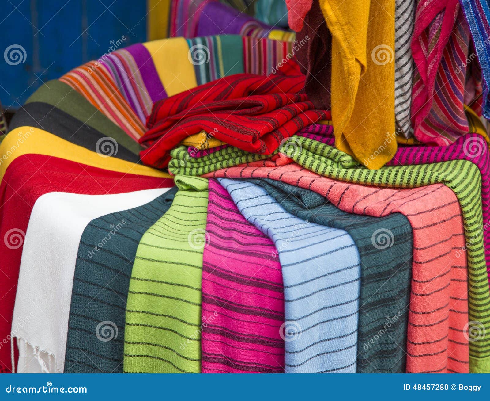 Colorful Fabrics on the Agadir Market in Morocco Stock Photo - Image of ...