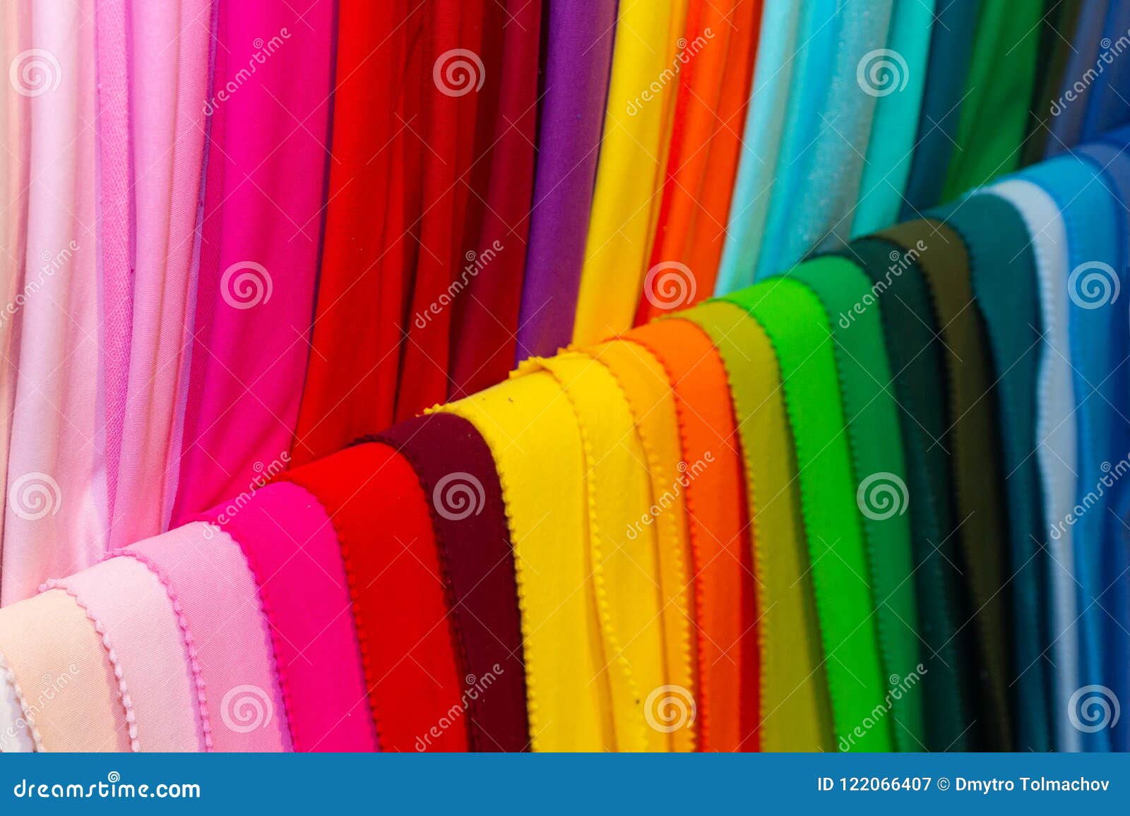 Colorful Fabrics on the Counter of the Store Stock Image - Image of ...