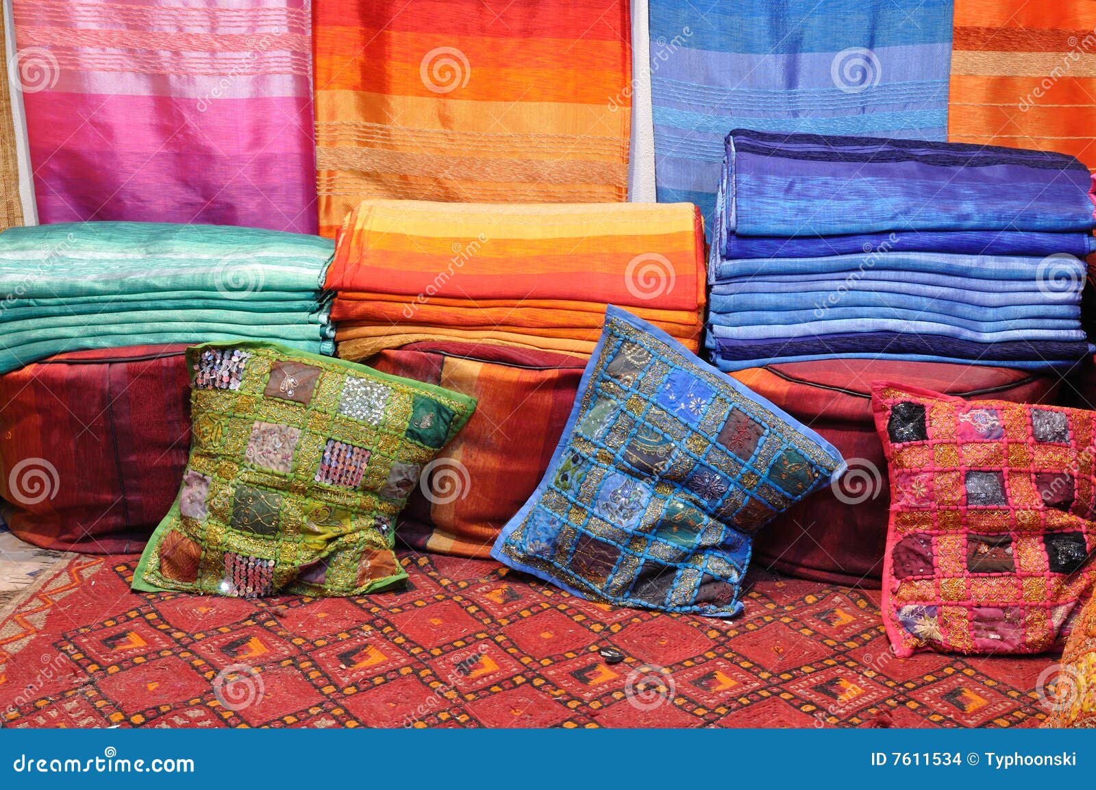 Colorful Fabrics in Morocco Stock Photo - Image of morocco, store: 7611534