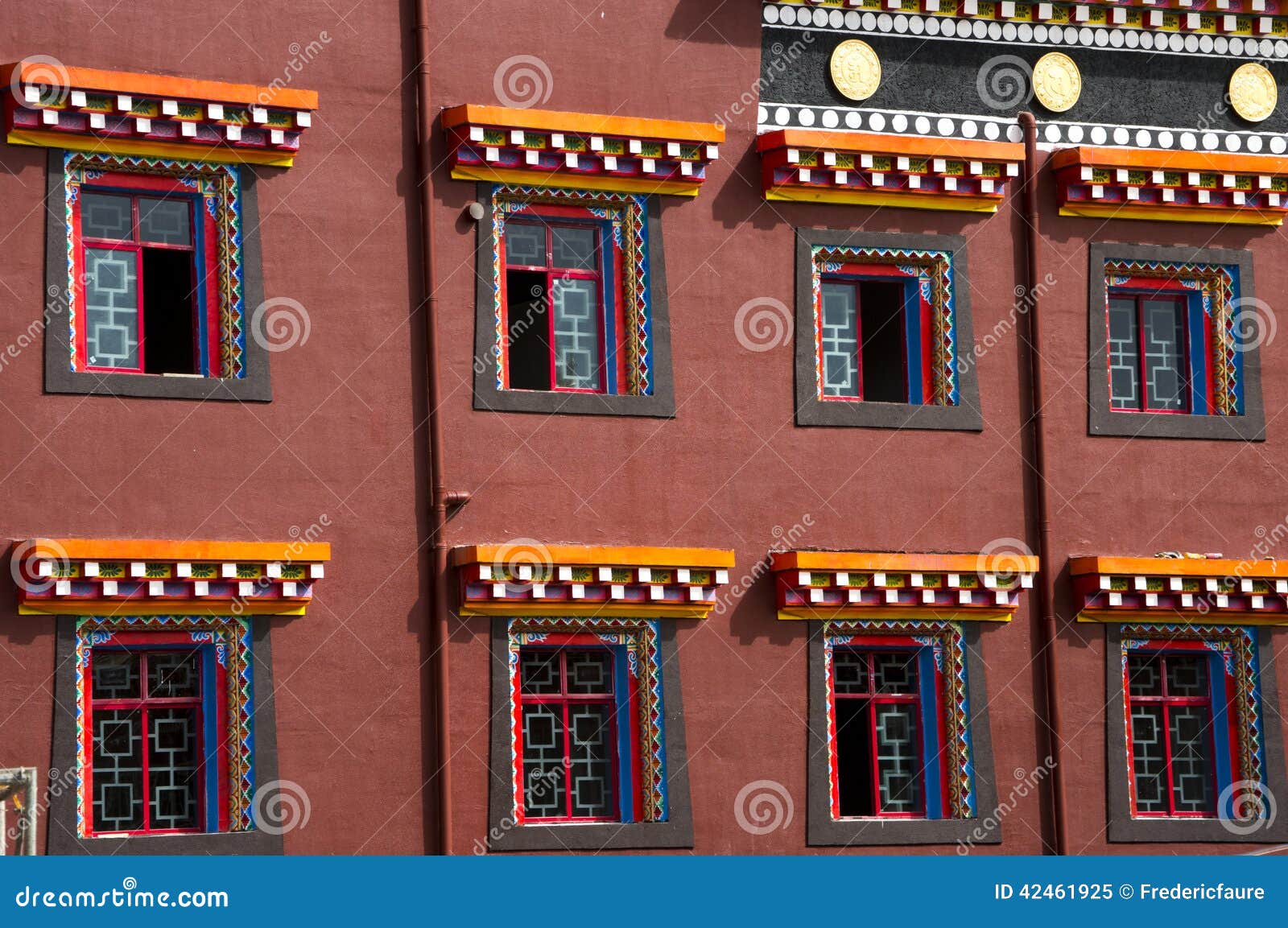 Colorful Facade of Tibet, Kham Stock Image - Image of colourful ...