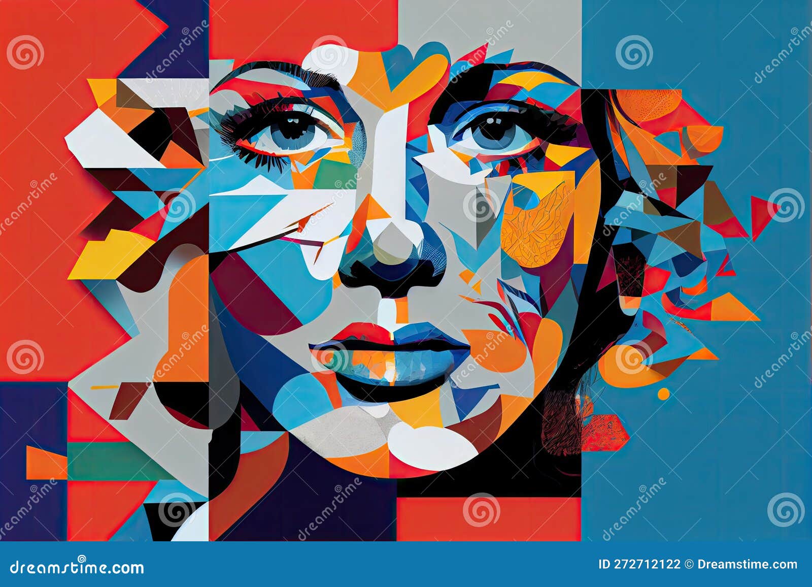 Colorful Face Collage Illustration with Geometric Shapes, Patterns, and ...