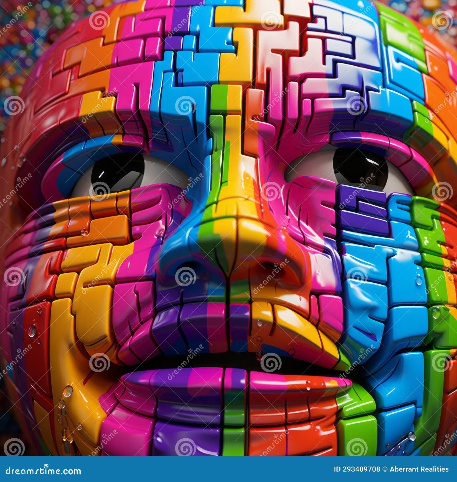 A Colorful Face with a Maze Pattern on it Stock Photo - Image of ...