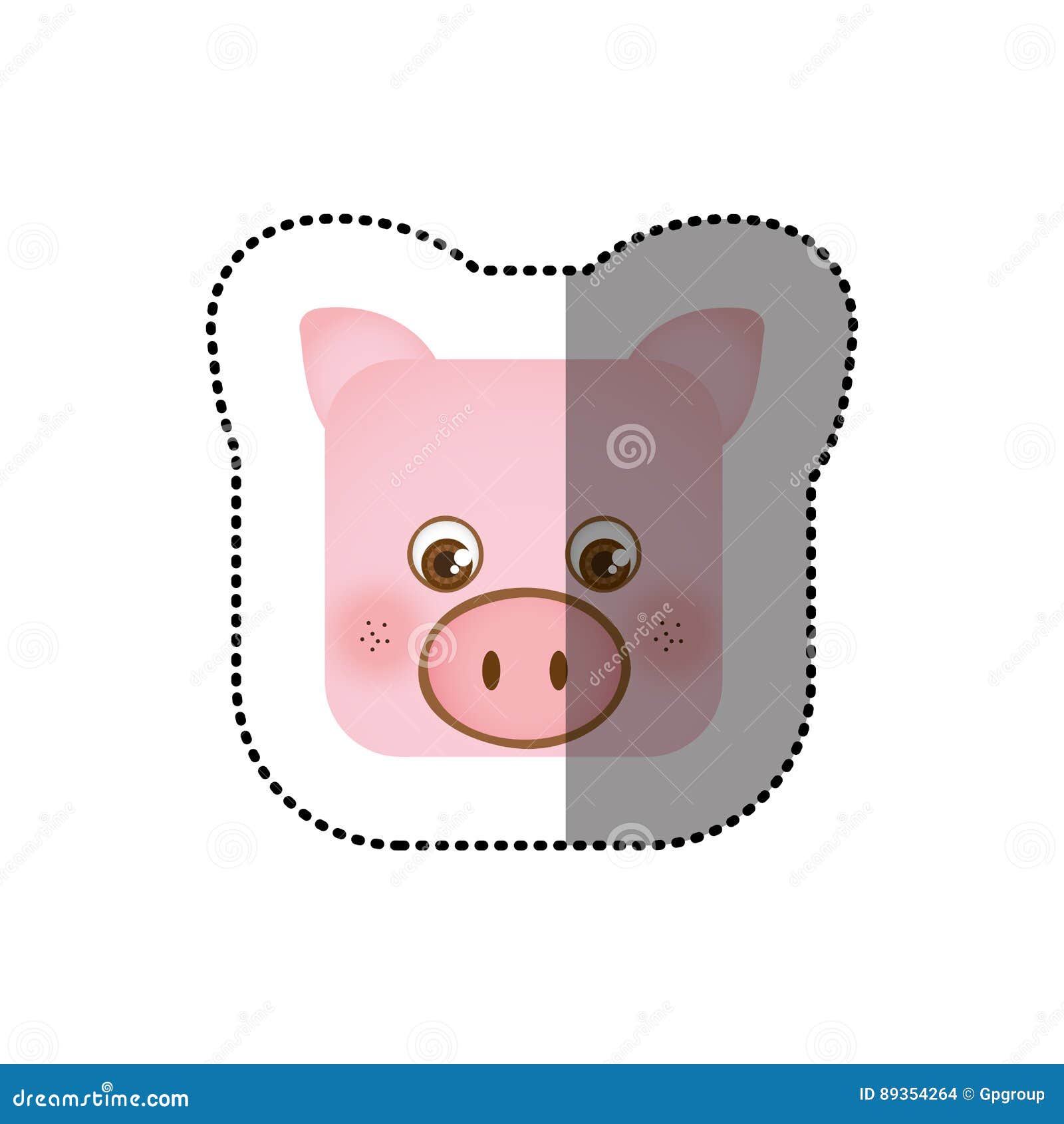 Colorful Face Sticker of Pig in Square Shape Stock Illustration ...