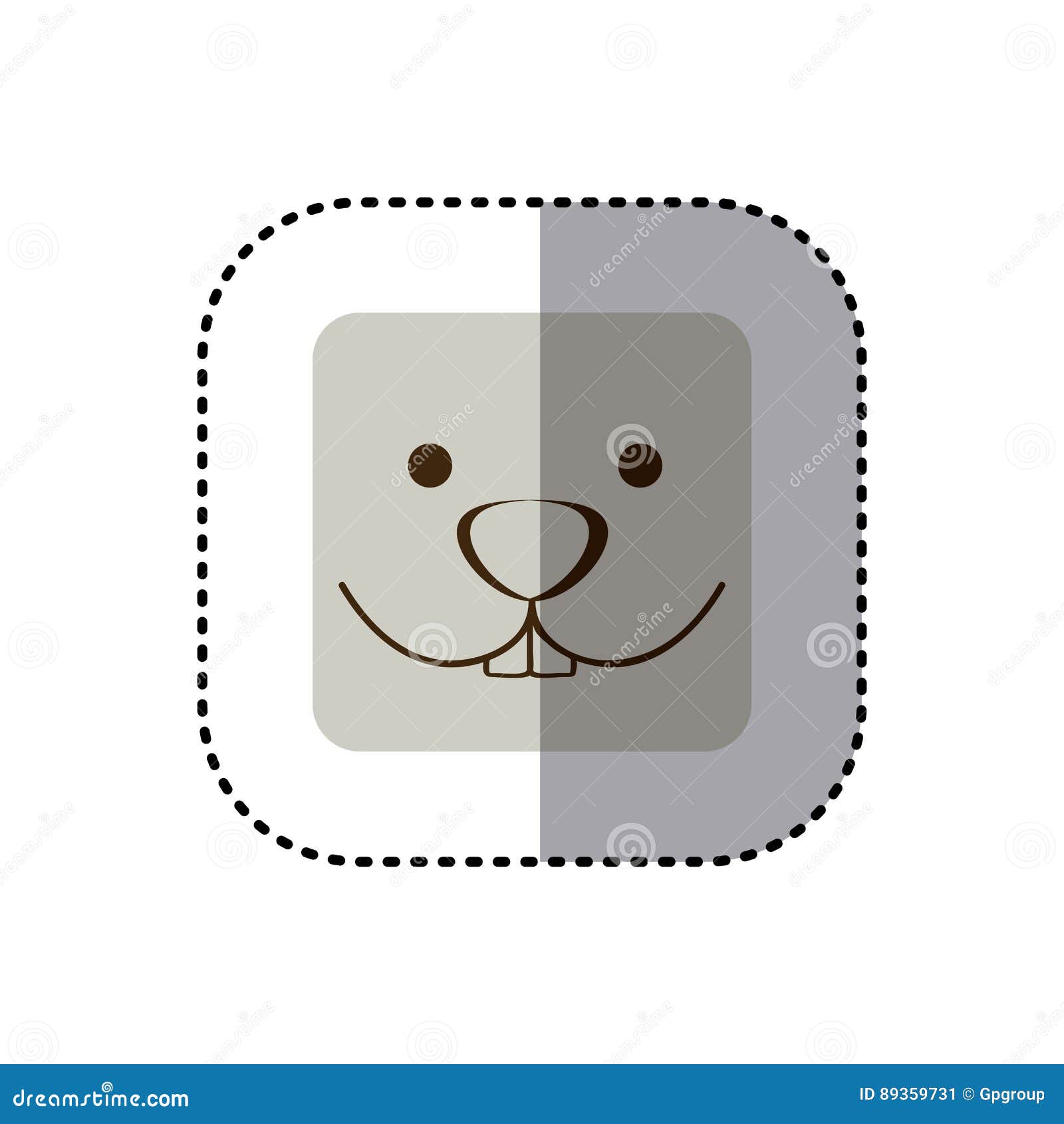 Colorful Face Sticker of Rabbit Face in Square Frame Stock Illustration ...