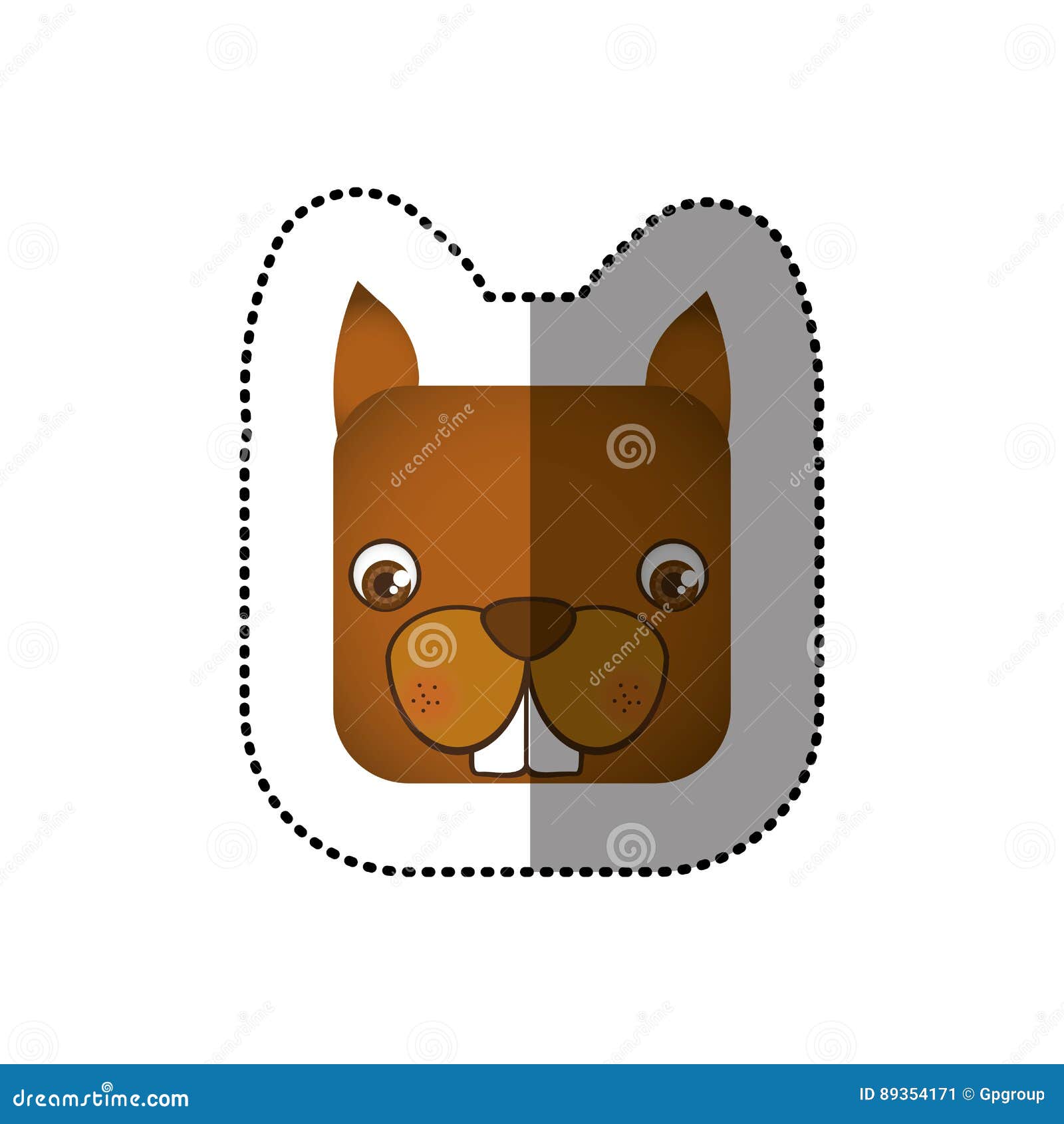 Colorful Face Sticker of Squirrel in Square Shape Stock Illustration ...