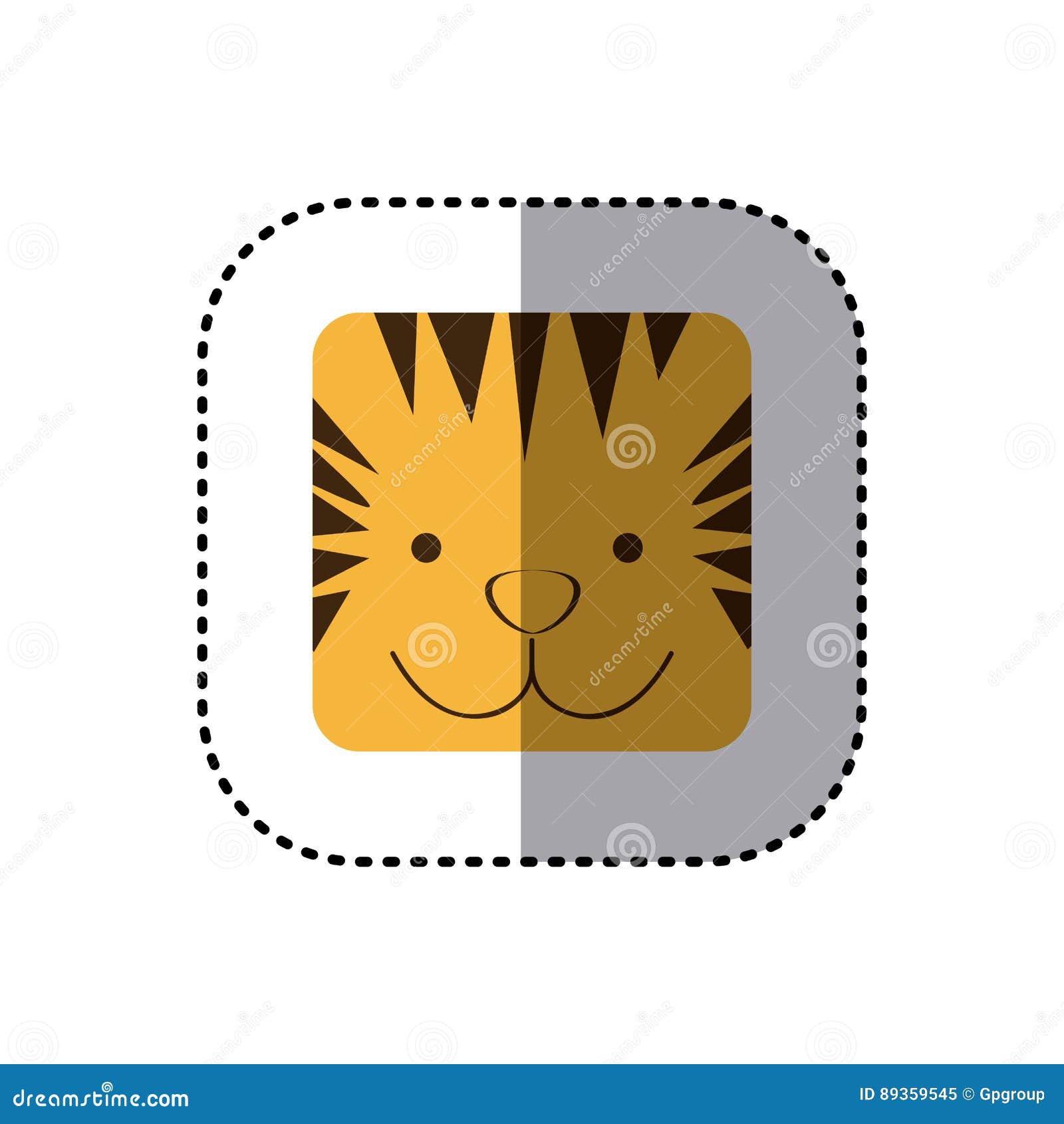 Colorful Face Sticker of Tiger Face in Square Frame Stock Illustration ...