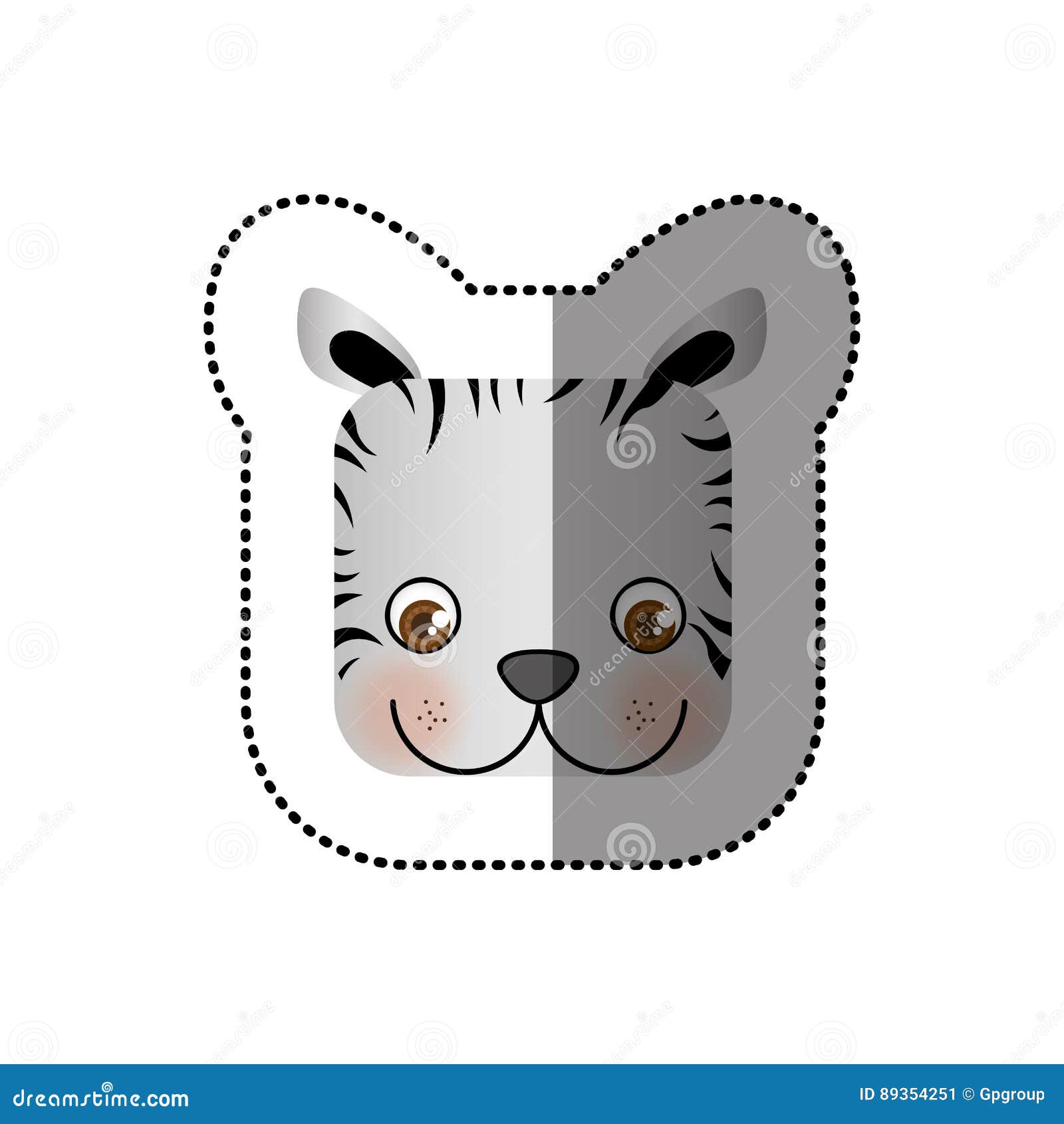 Colorful Face Sticker of Tiger in Square Shape Stock Illustration ...
