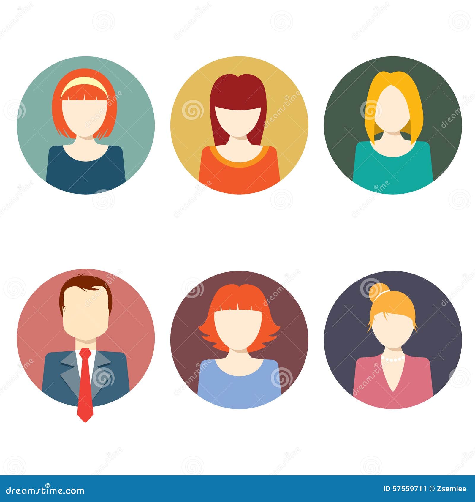 Colorful Faces Circle Icons Set Stock Vector - Illustration of female ...