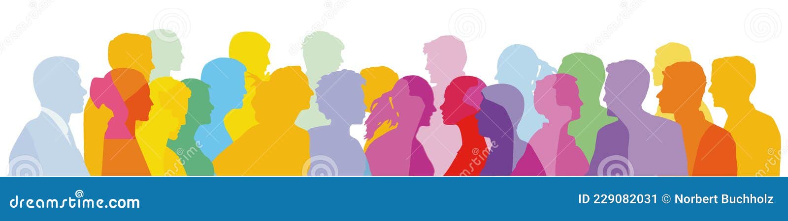 Colorful Faces in Profile, Crowd, Illustration Stock Vector ...