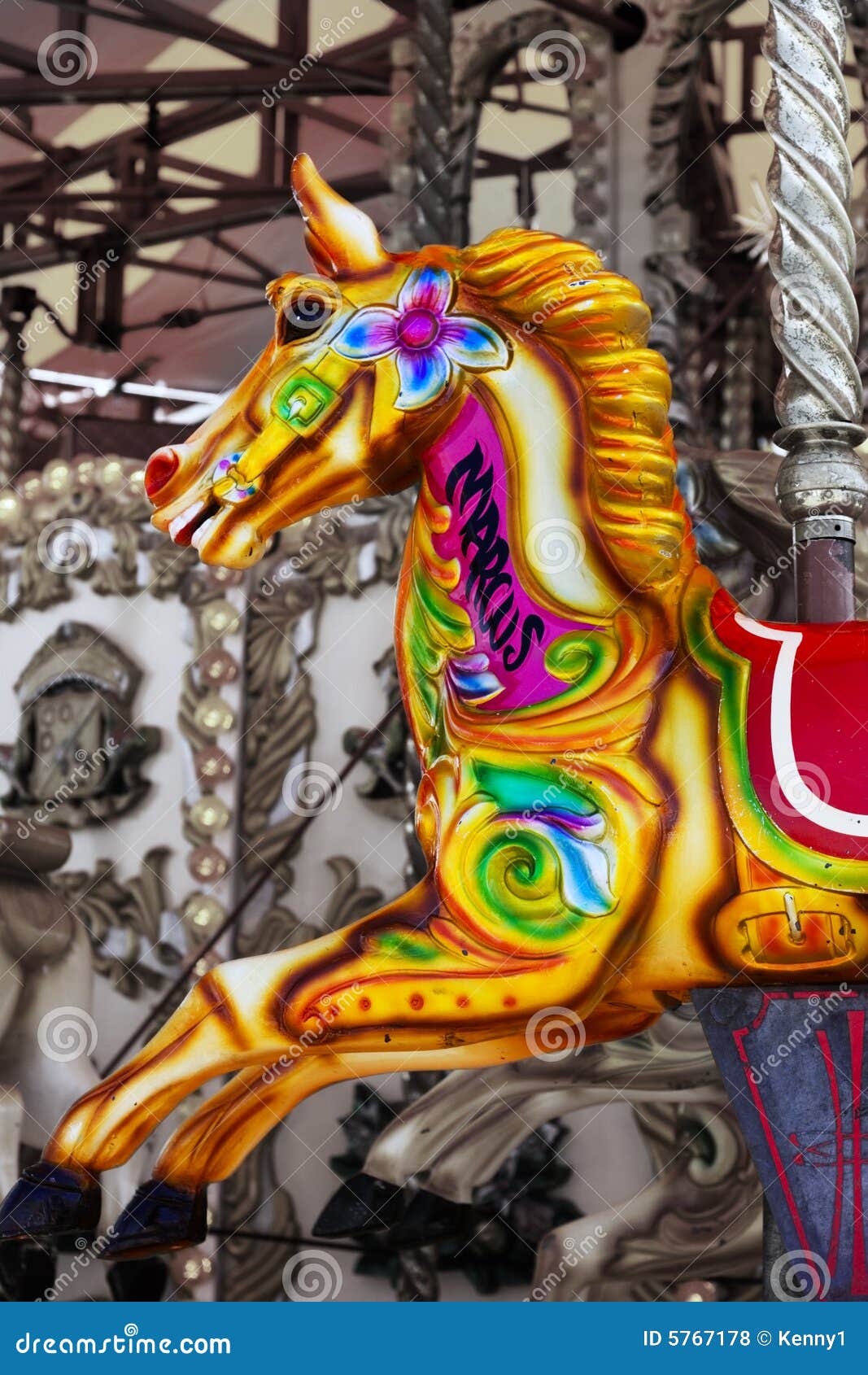 Colorful Fairground Carousel Horse Stock Photo - Image of park, horse ...