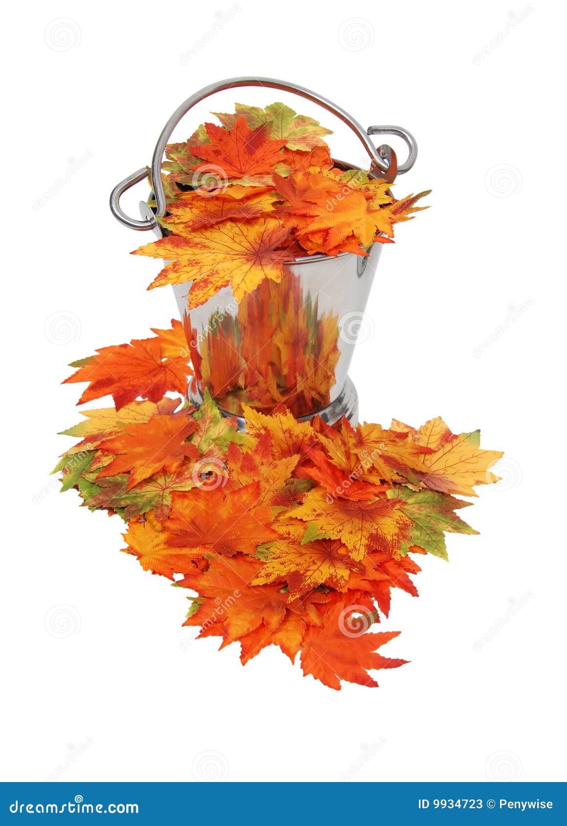 Colorful Fall Leaves in Ice Bucket Stock Image - Image of froze, frozen ...