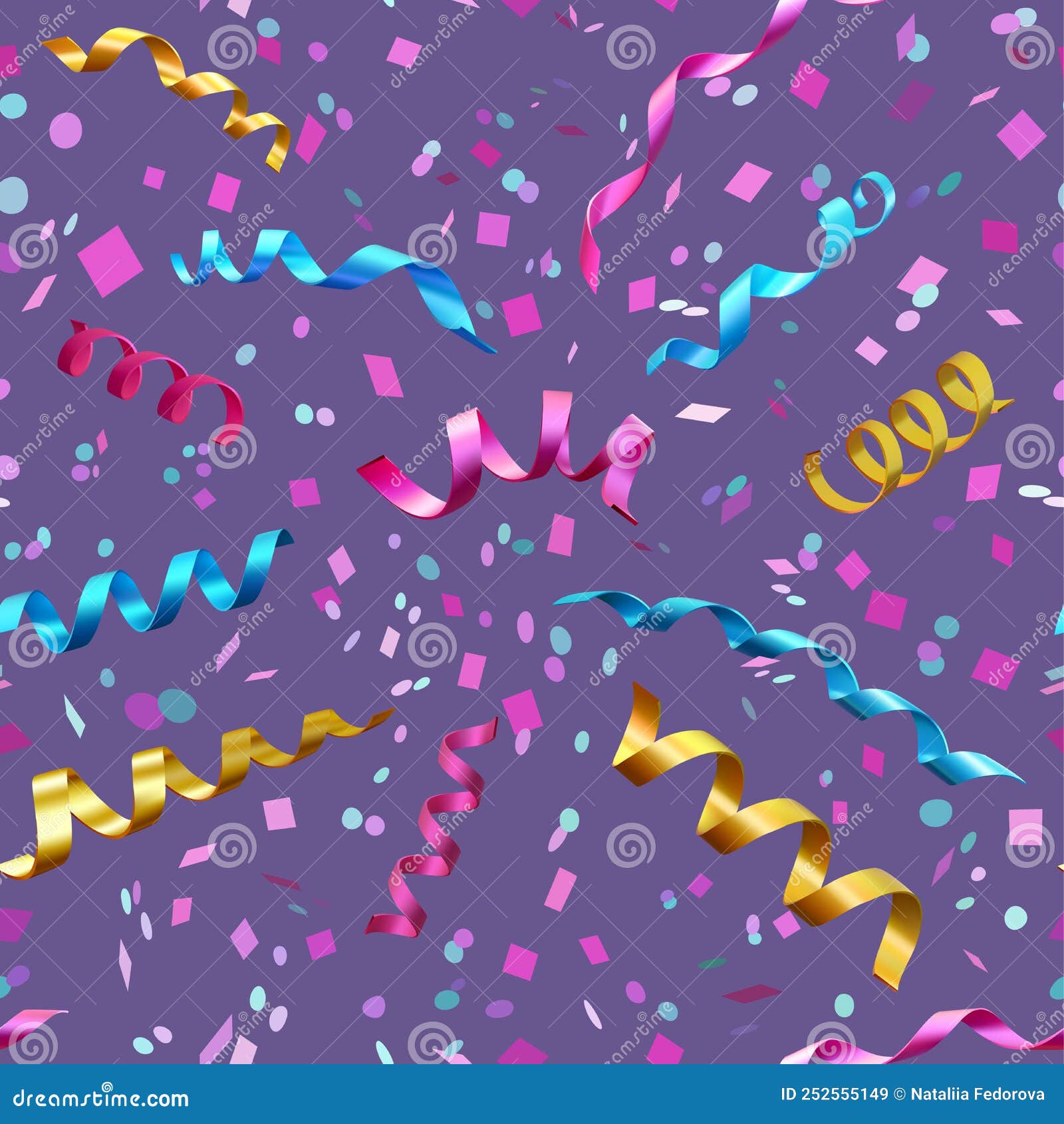 Colorful Falling Confetti, Seamless Carnival Pattern. 3d Realistic ...