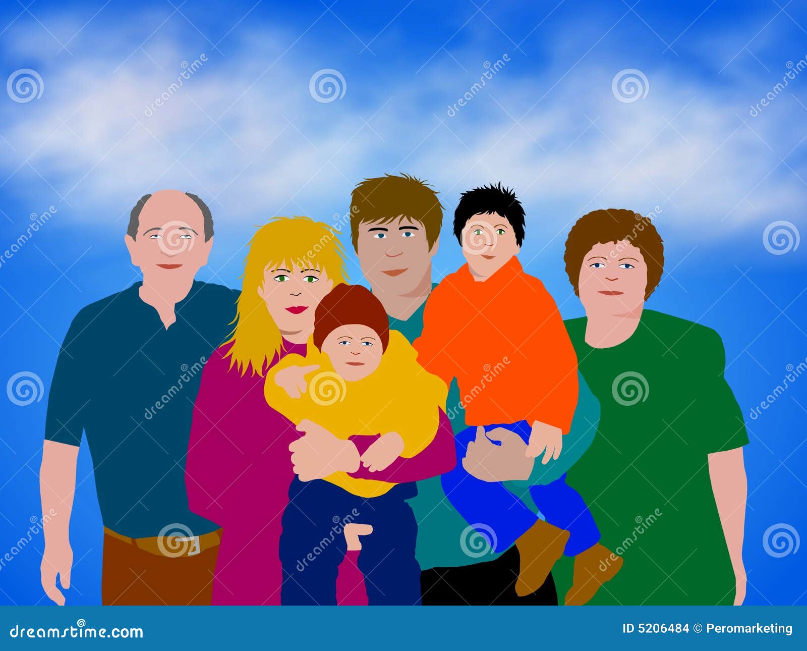 Colorful Family Illustration Stock Illustration - Illustration of ...