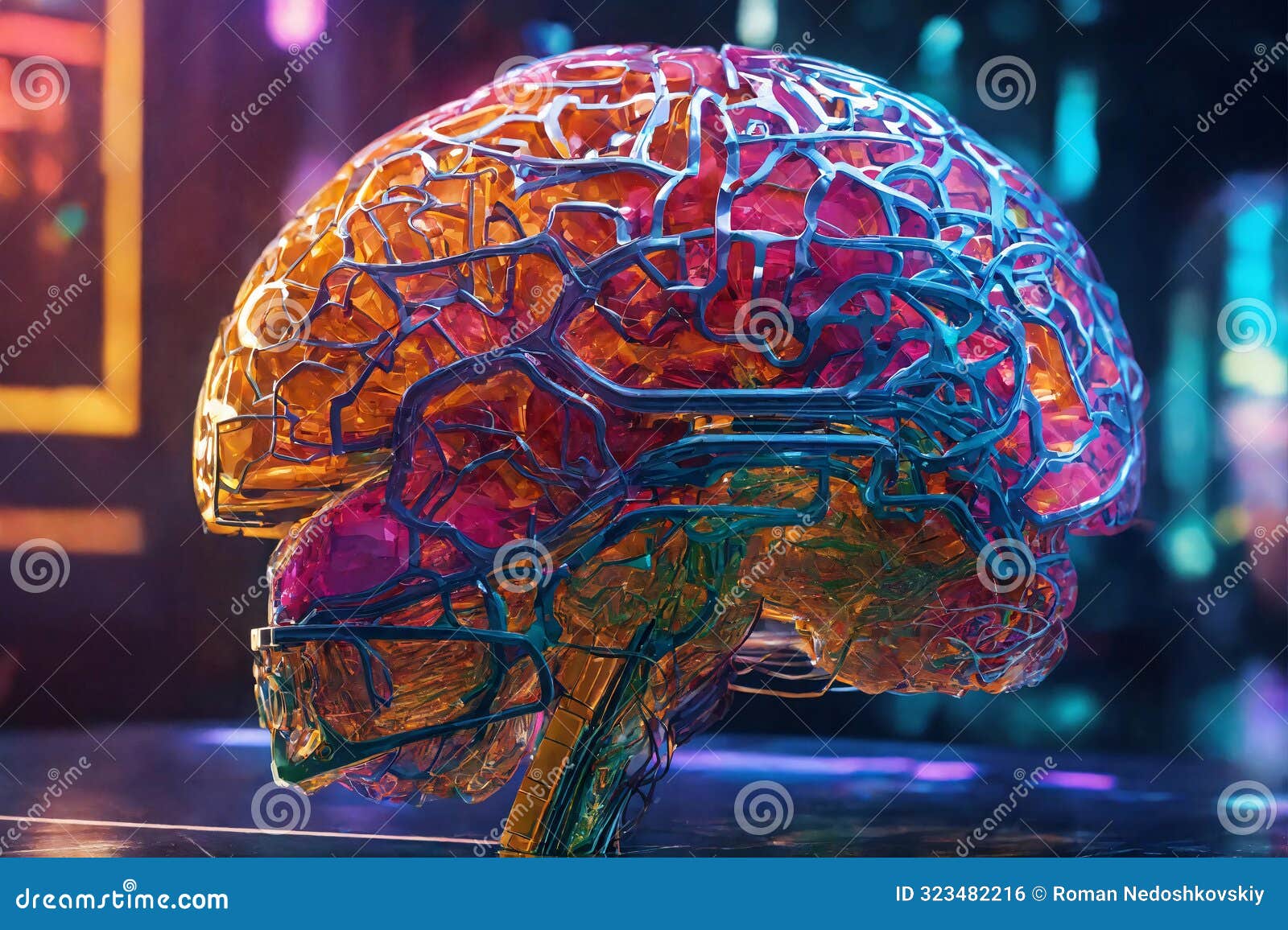 Colorful Fantastic Electronic Human Brain Shaped Chip Stock ...
