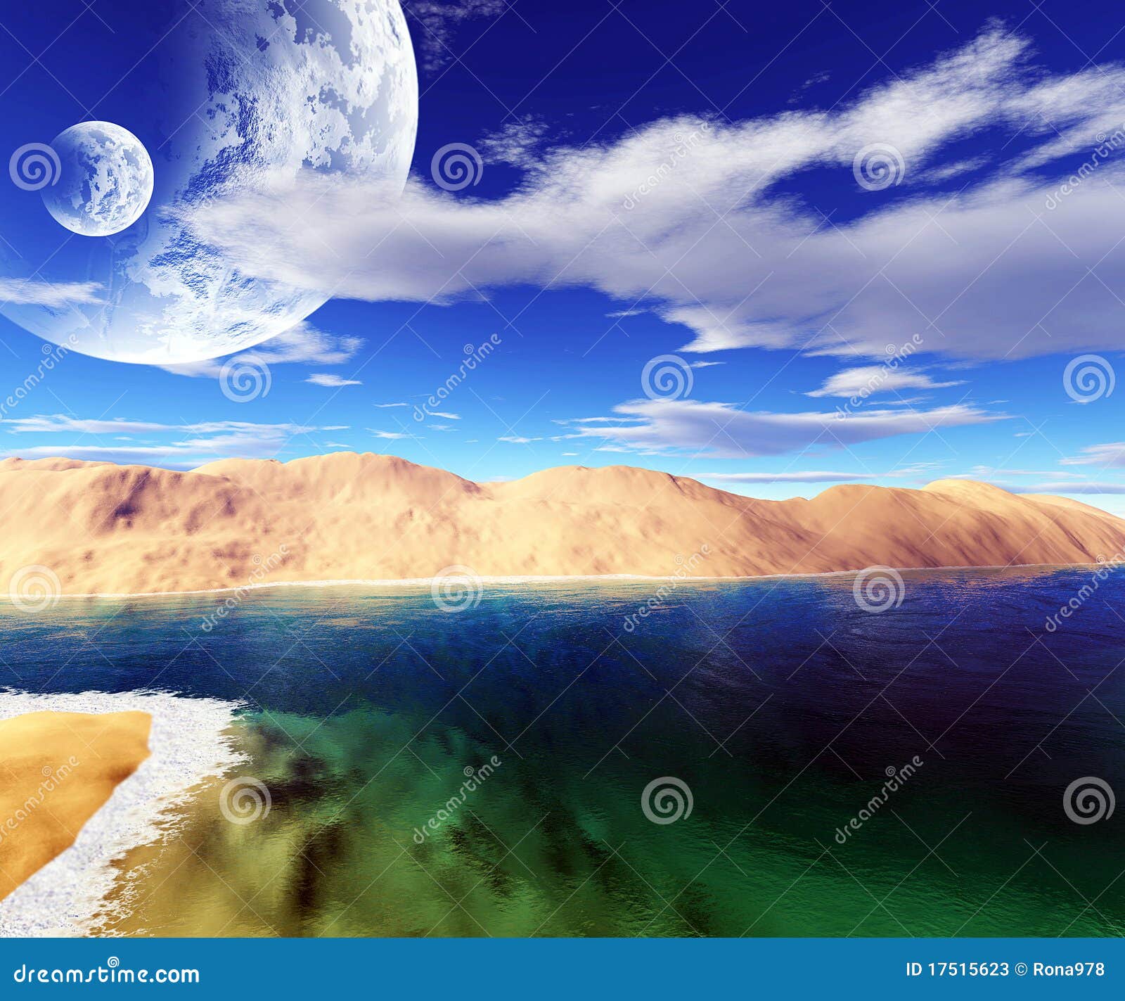 Colorful fantasy landscape stock illustration. Illustration of float ...