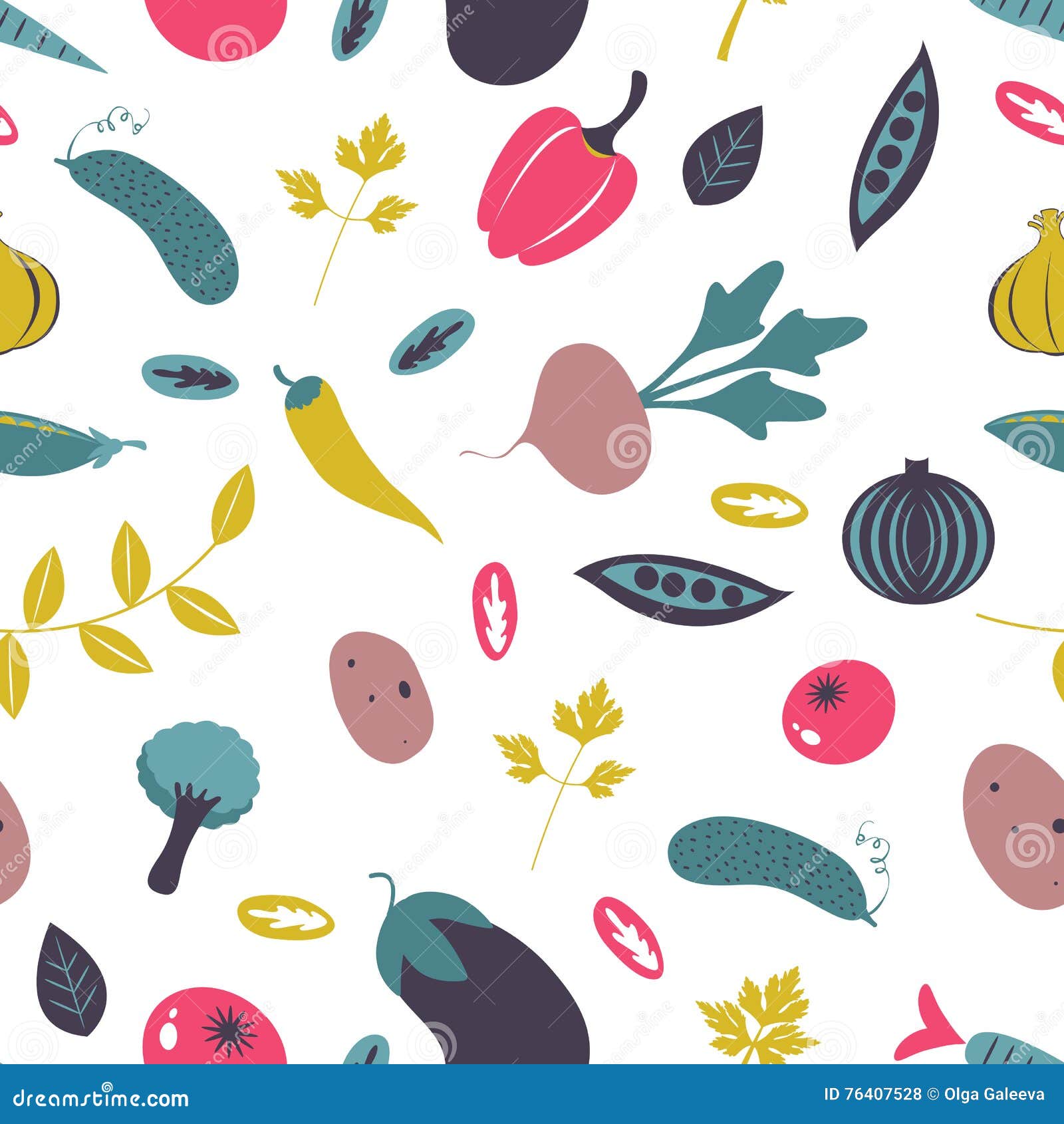 Colorful Farm Vegetables Seamless Pattern Stock Vector - Illustration ...