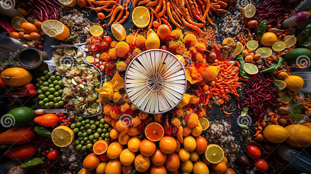 A Colorful Feast for the Senses. Generative Ai Stock Illustration ...
