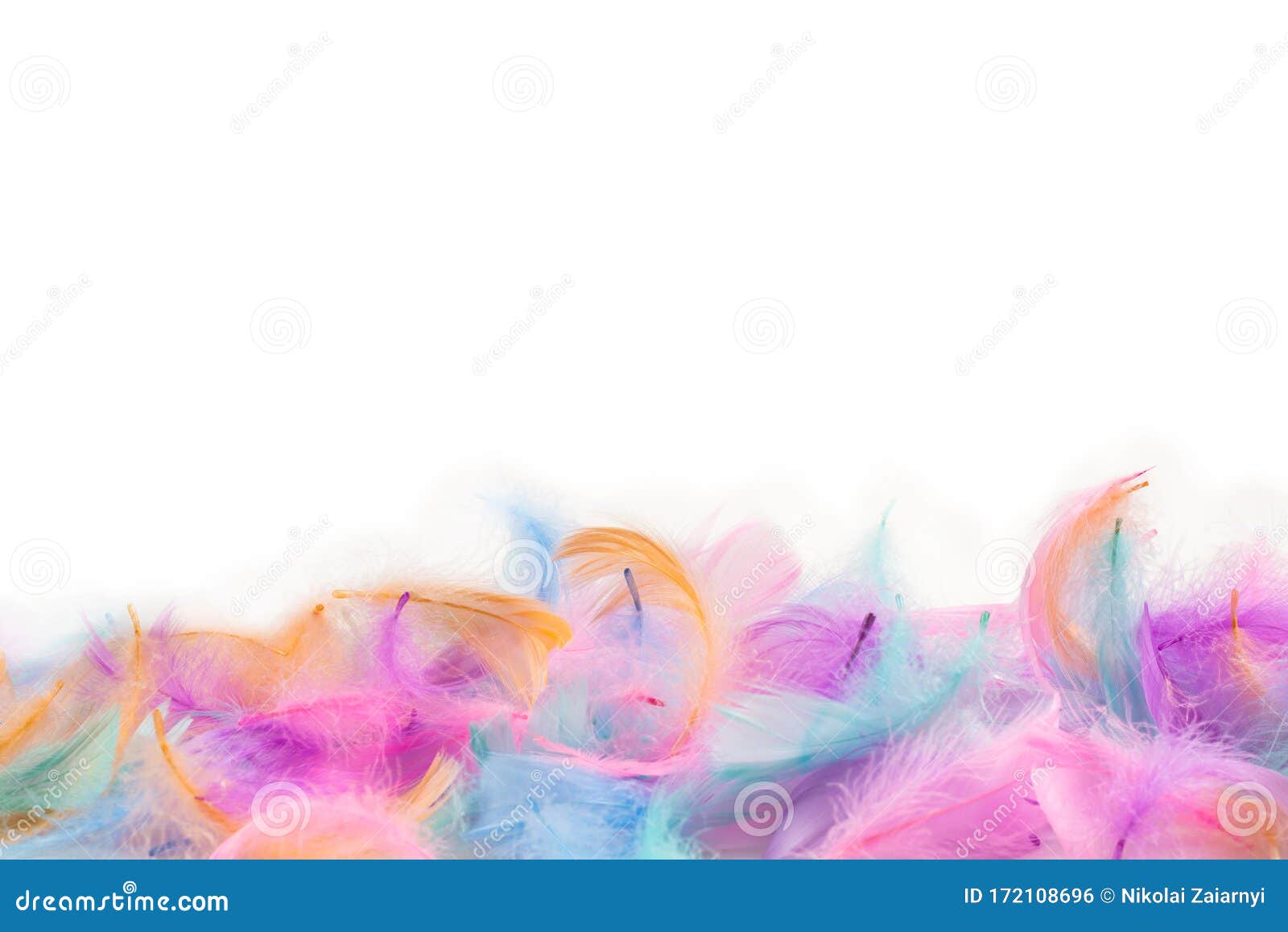 Colorful Feather Background, Isolated on White Stock Photo - Image of ...