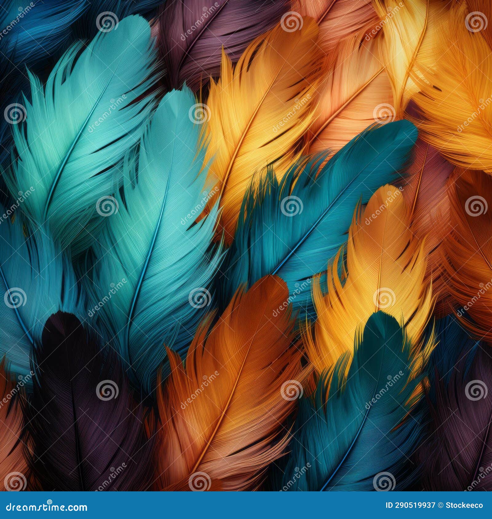 Stylized Osprey Feathers Pattern with Colorful Layered Design Stock ...