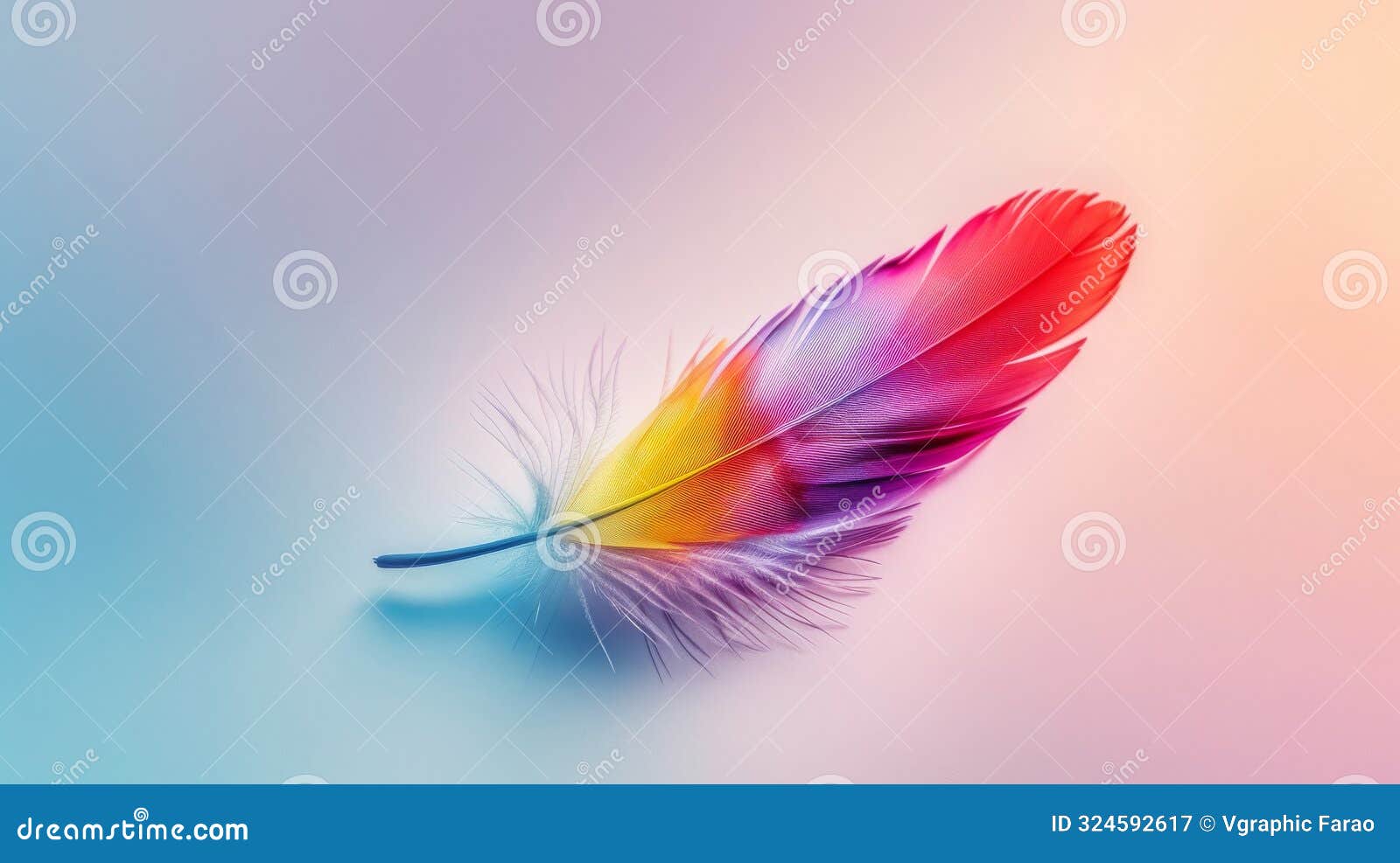Colorful Feather on Gradient Background, Abstract Art. Creativity and ...
