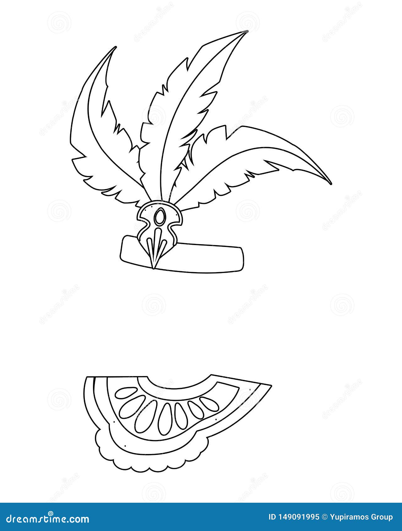Feather Headdress Isolated In Black And White Stock Vector