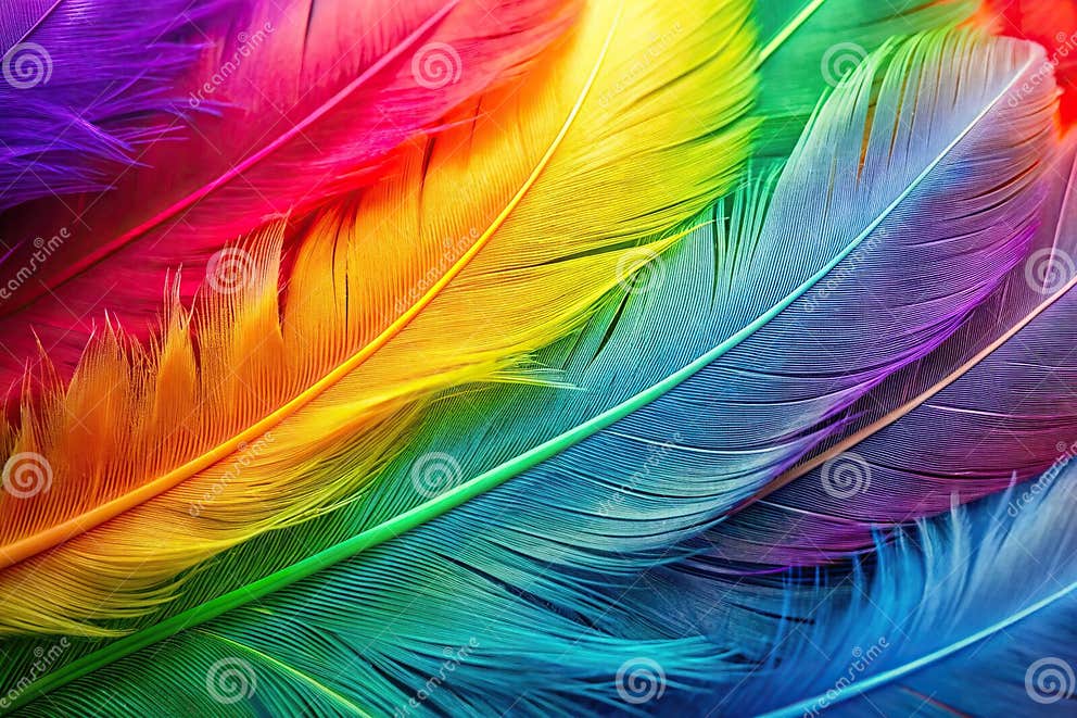Feathered Rainbows: Vibrant Colorful Feather Pattern - Generative AI ...