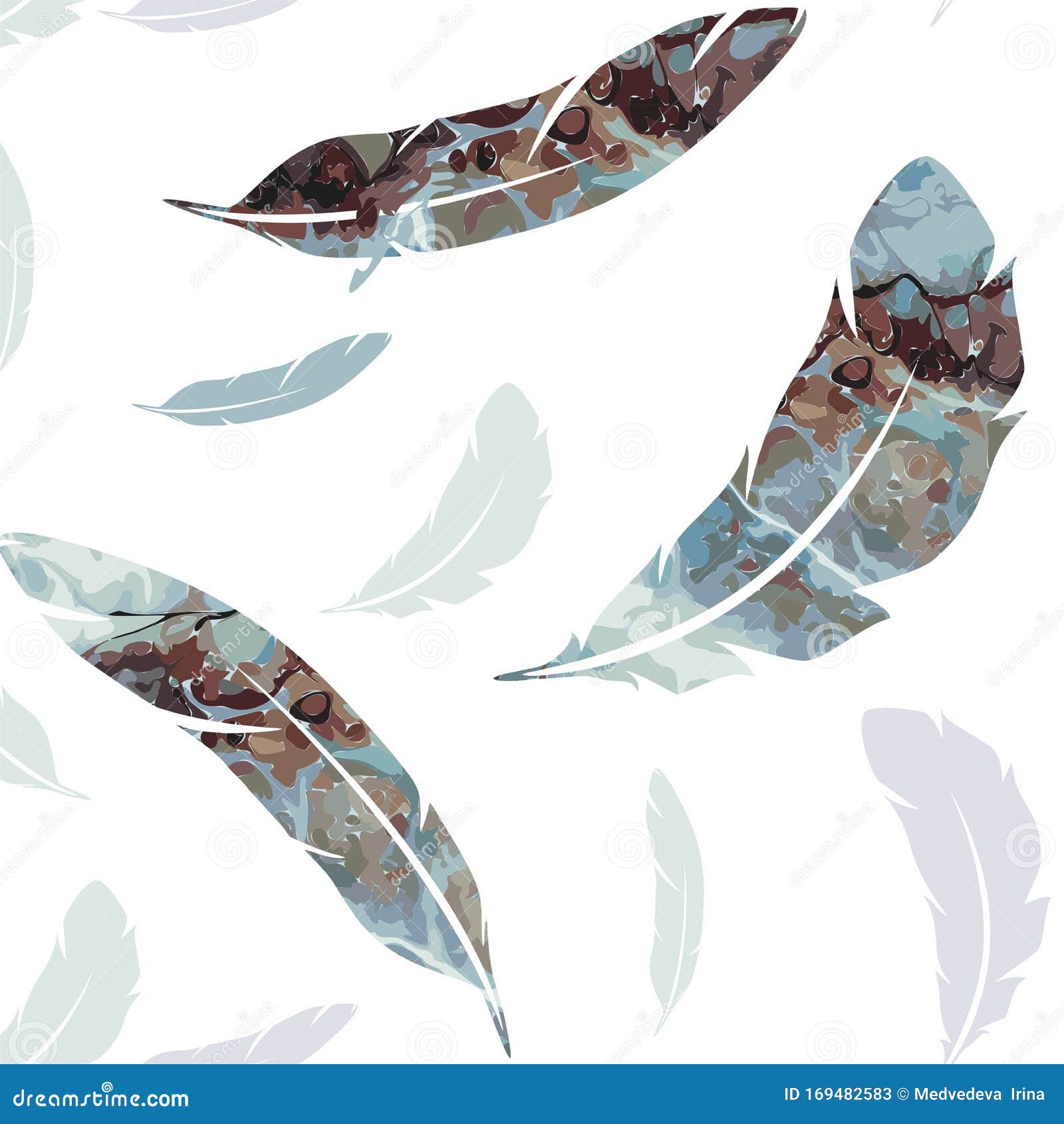 Colorful Feather Pattern on White. Vector Ornament Stock Vector ...