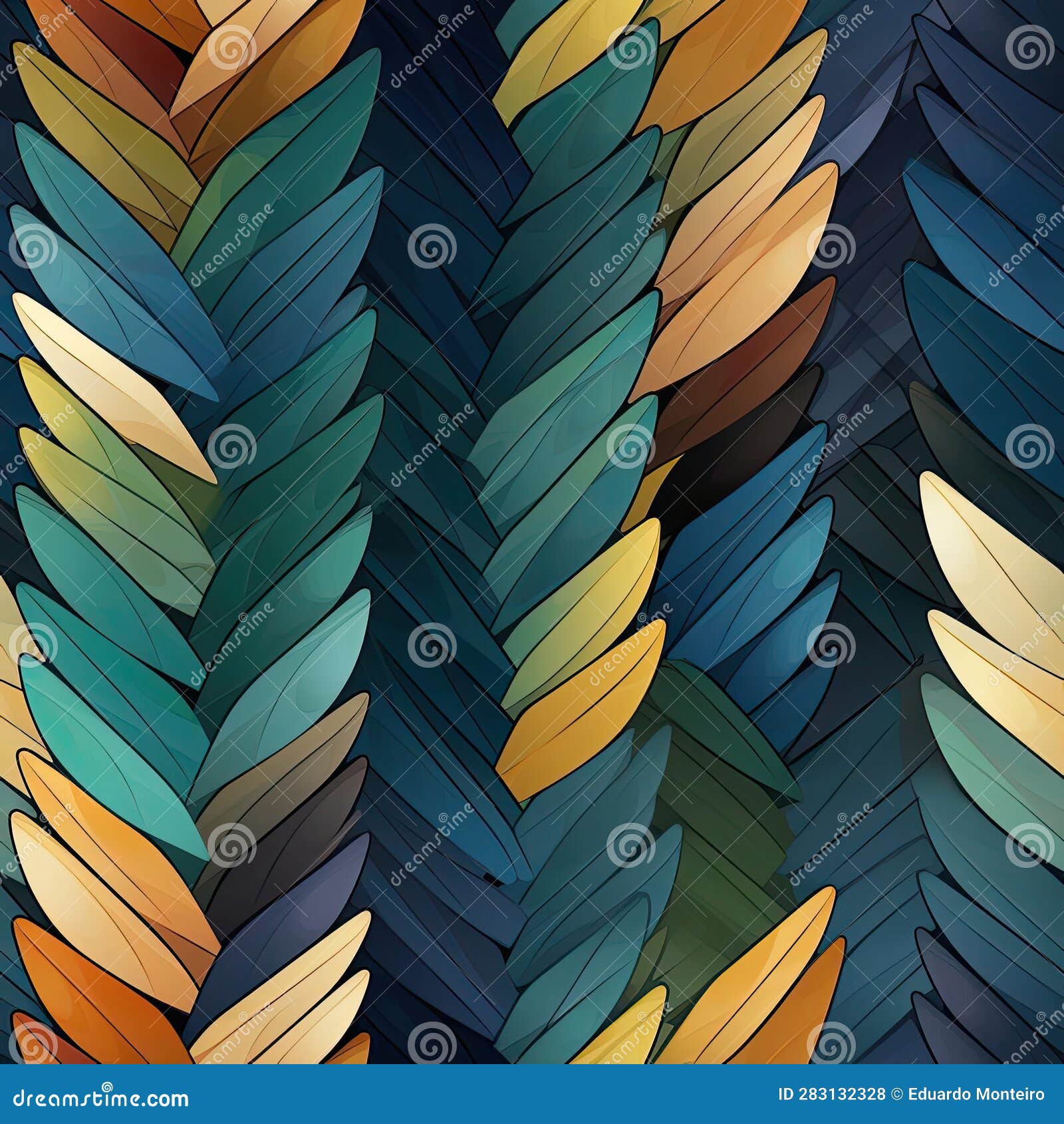 Colorful Feather Pattern with Woven Layers and Naturalistic Shadows ...