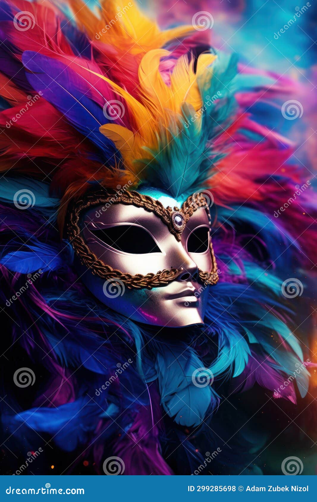 A colorful feathered mask stock illustration. Illustration of masque ...
