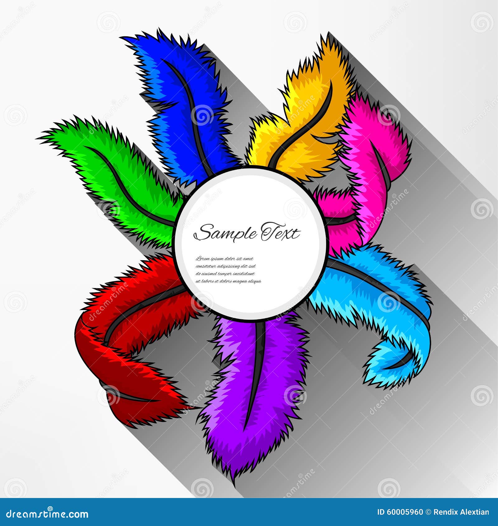 Colorful Feathers Cartoon Sign Background Stock Vector - Illustration ...