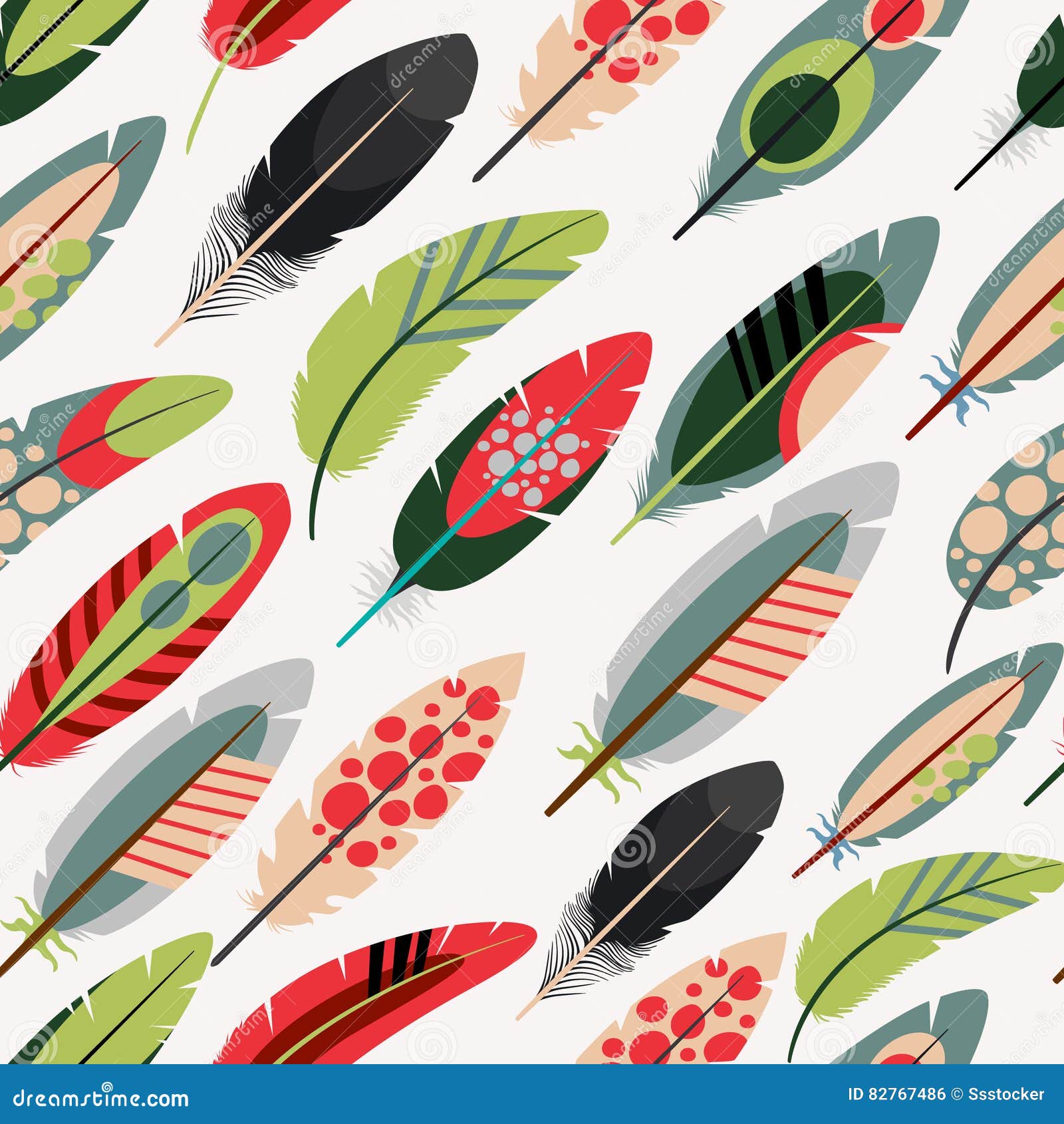Colorful feathers pattern stock vector. Illustration of ethnic - 82767486
