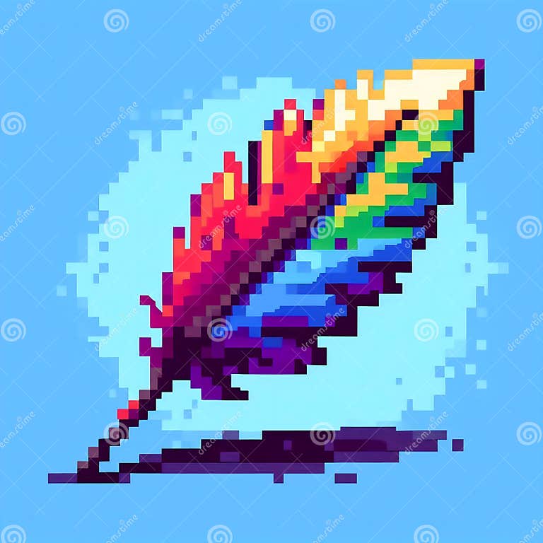Colorful Feathers, Pixel Art Stock Illustration - Illustration of organ ...