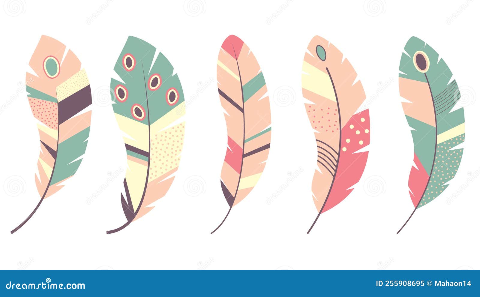 Colorful Feathers Vector Set Stock Vector - Illustration of scrapbook ...