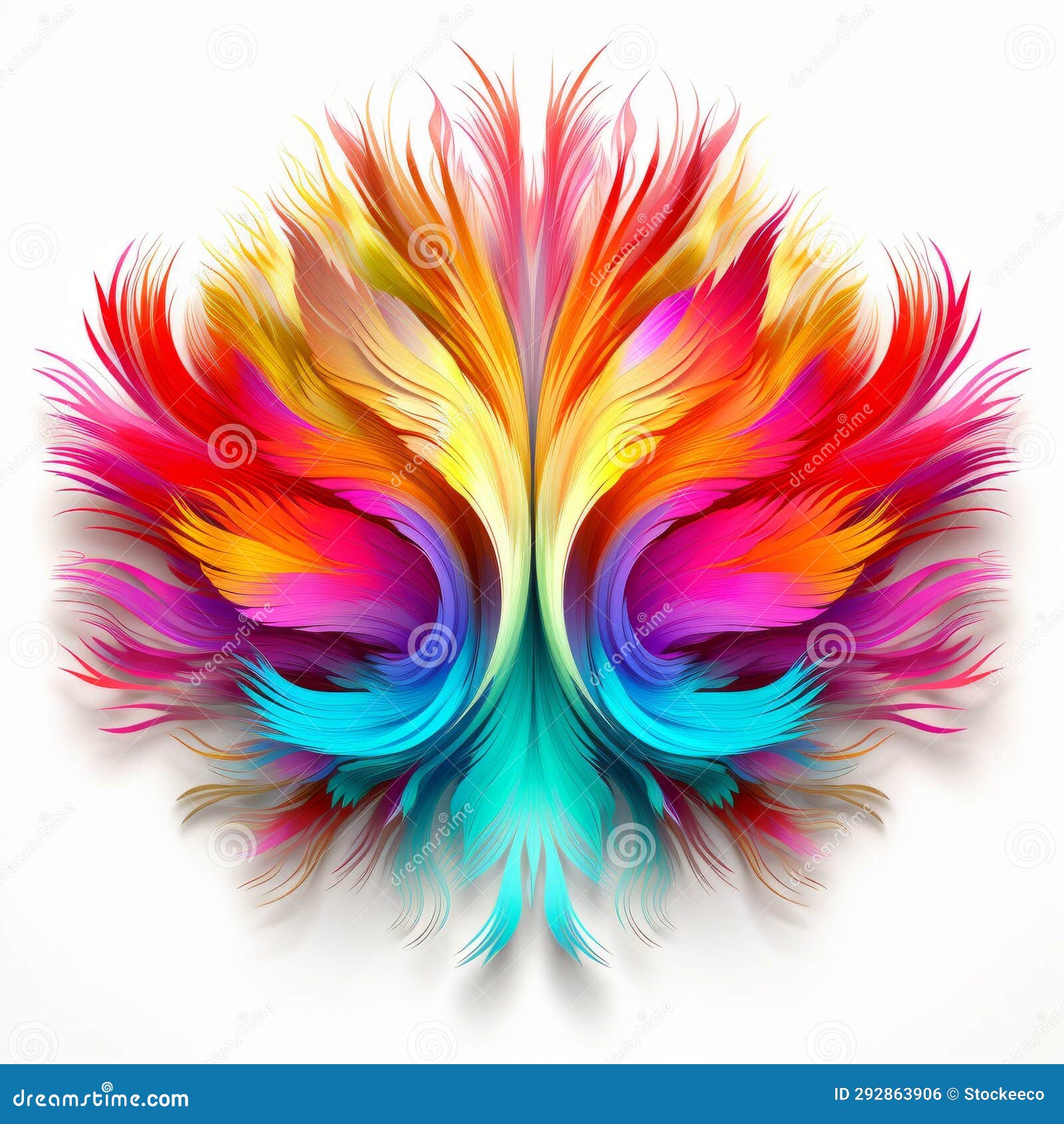 Vibrant Neon Colors: Symmetrical Feather Design Illustration Stock ...