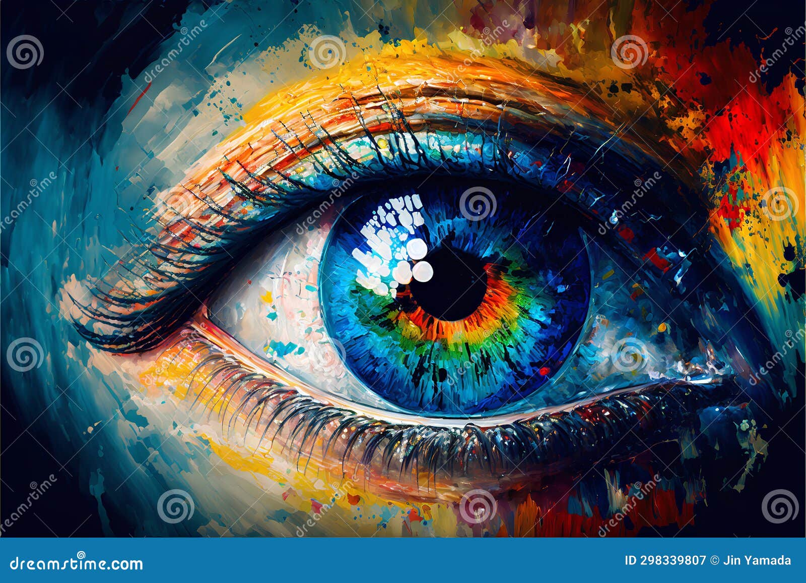 Colorful Female Eye with Abstract Paint Splashes. Vector Illustration ...
