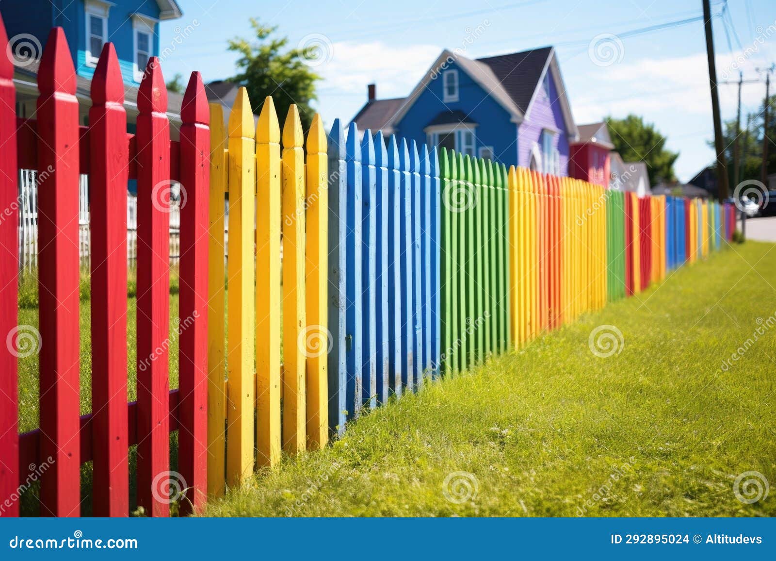 Colorful Fence Posts in Various Bright Hues Stock Photo - Image of ...