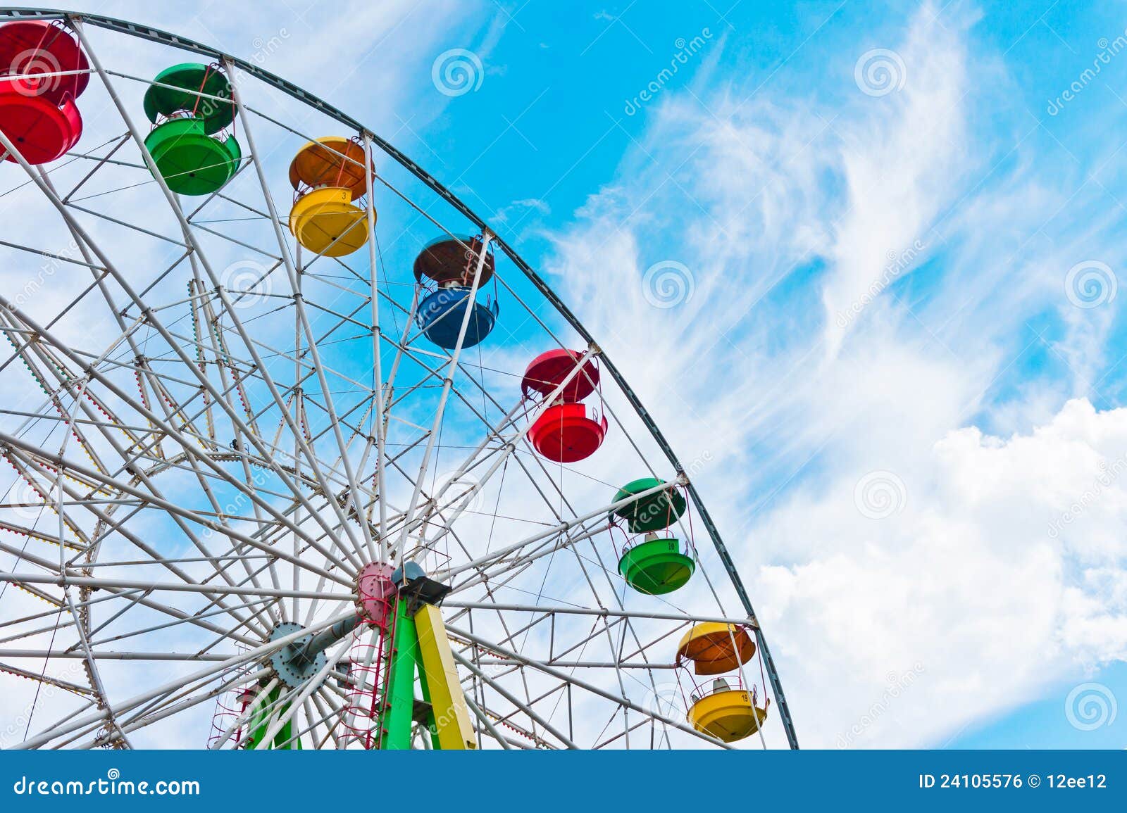 Colorful Ferris Wheel on Blue Sky Background Stock Photo - Image of ...