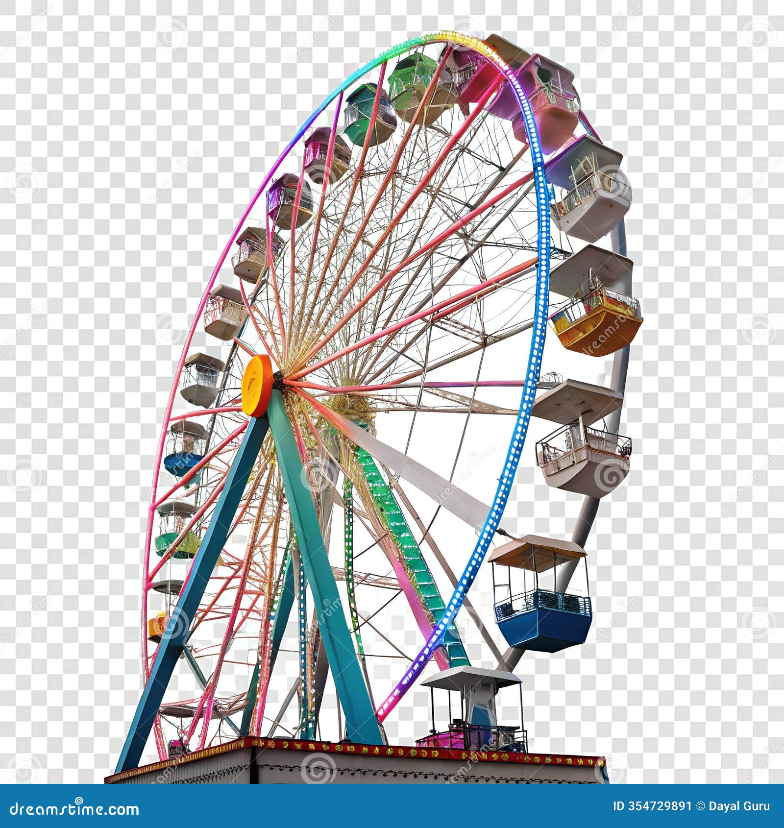 Colorful Ferris Wheel Isolated on Transparent Background Stock ...
