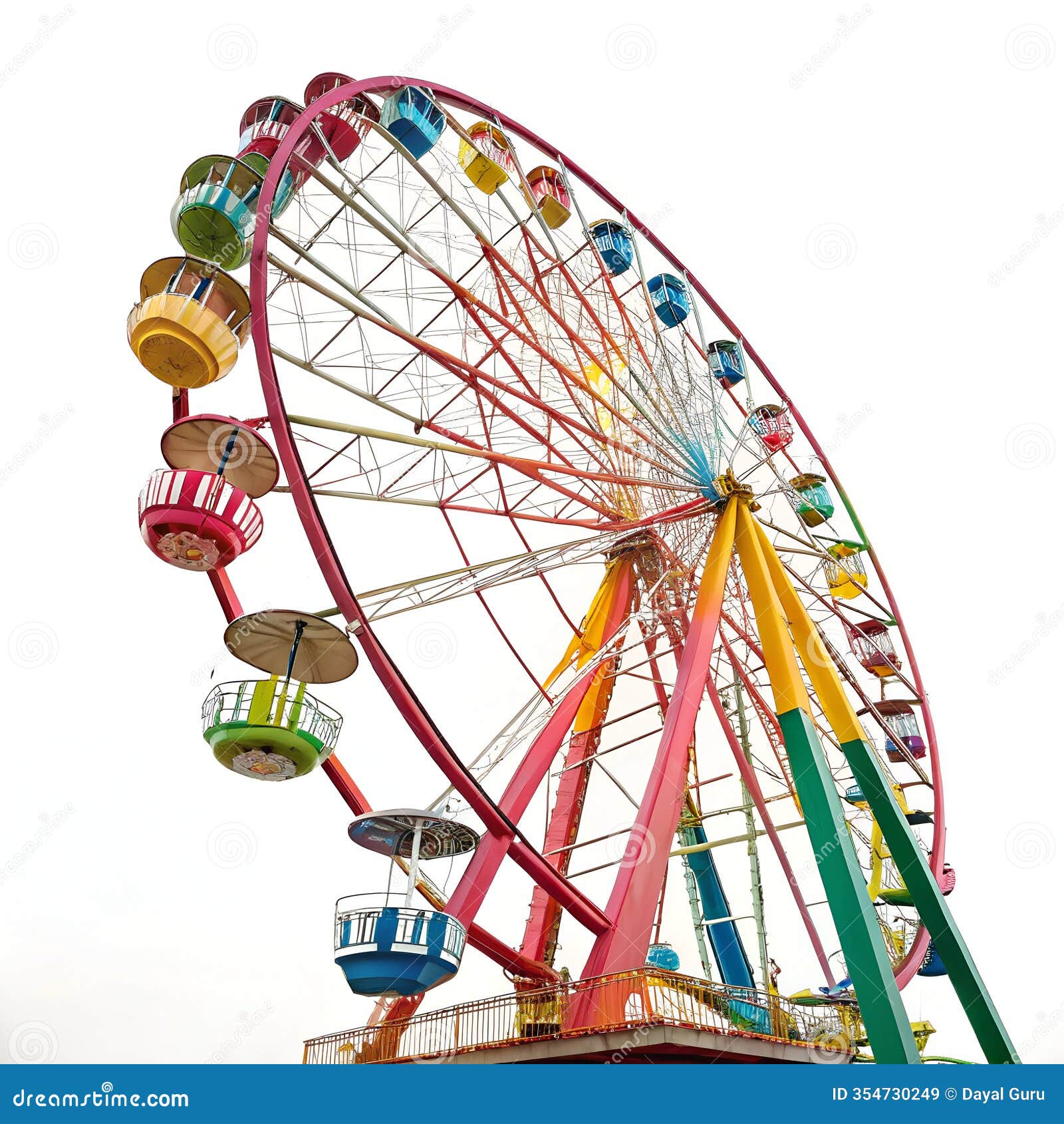 Colorful Ferris Wheel Isolated on White Background Stock Illustration ...