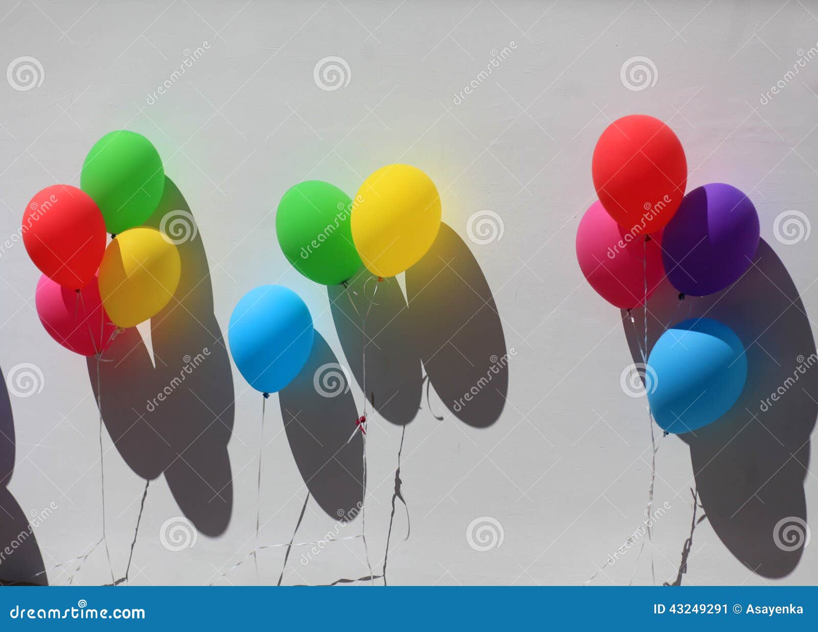 Colorful Festive Balloons on Wall Stock Image - Image of pink, party ...