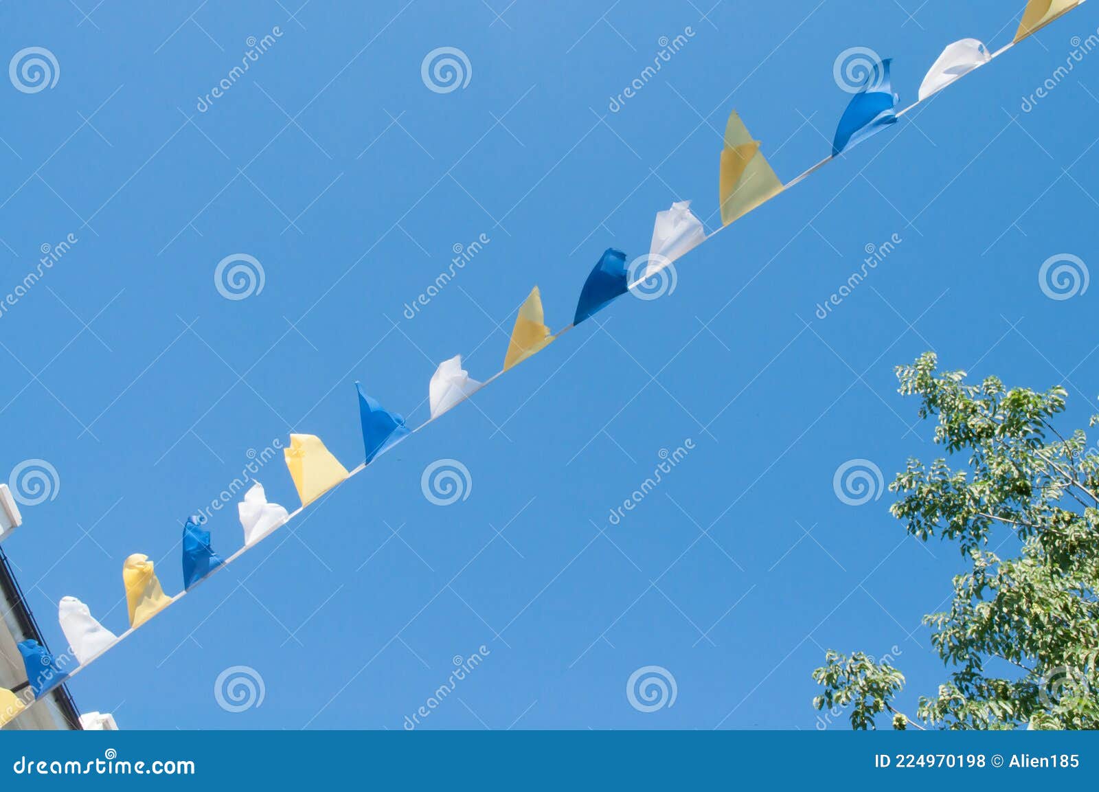 Colorful Festive Holiday Decorating Flags Stock Photo - Image of flag ...