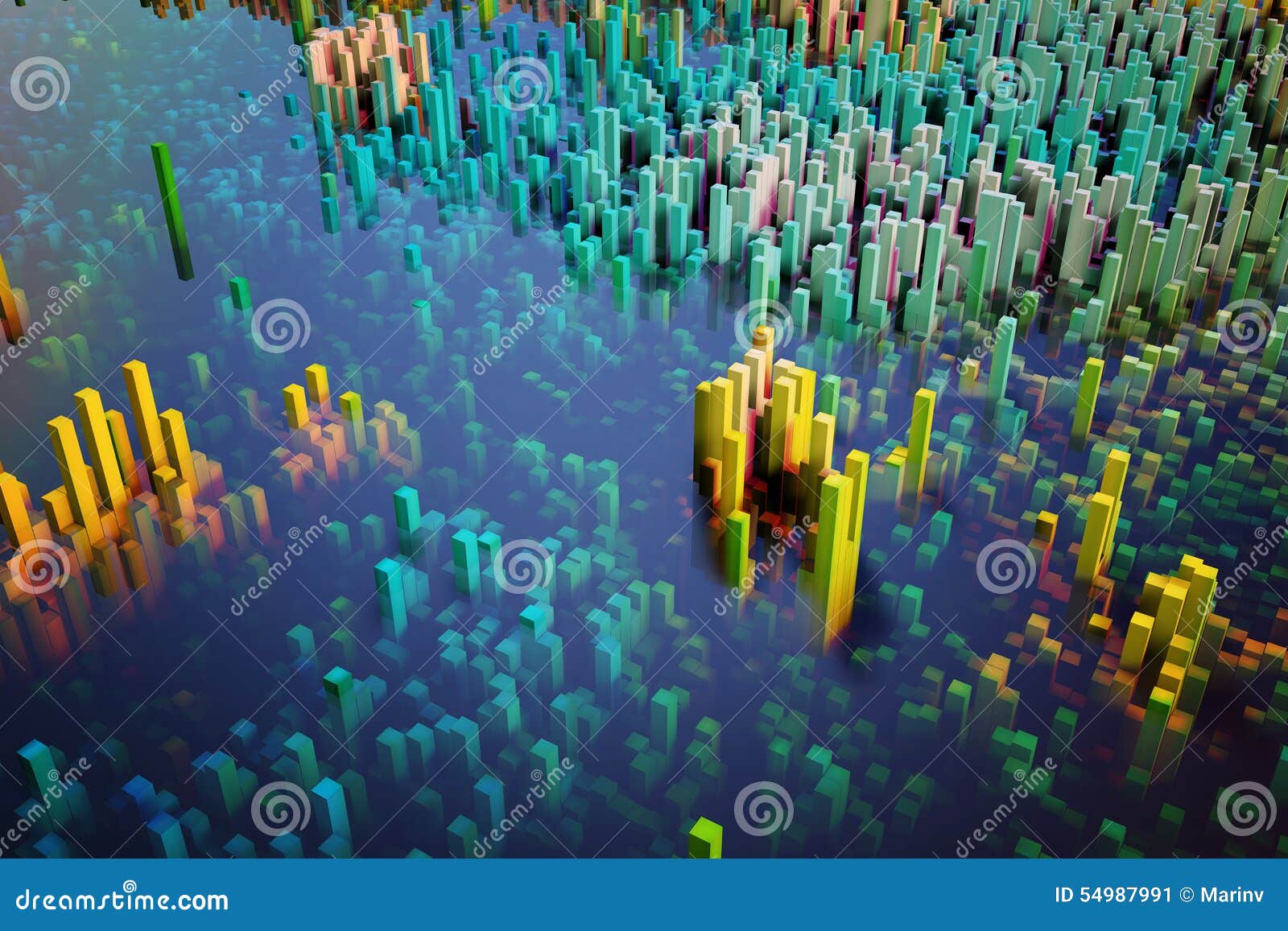 Colorful Field of Cube Columns that Make Up the Abstract Entity Stock ...